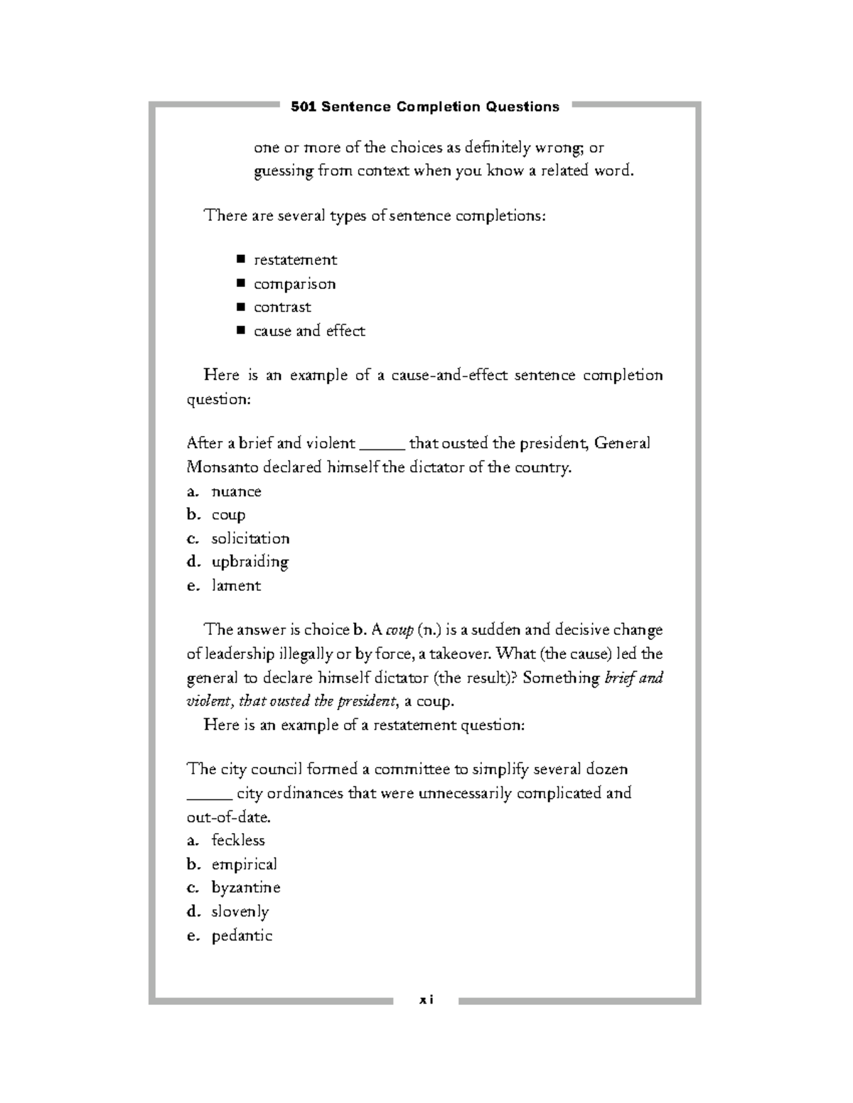 501 Sentence Completion Questions - Copy - x i one or more of the ...