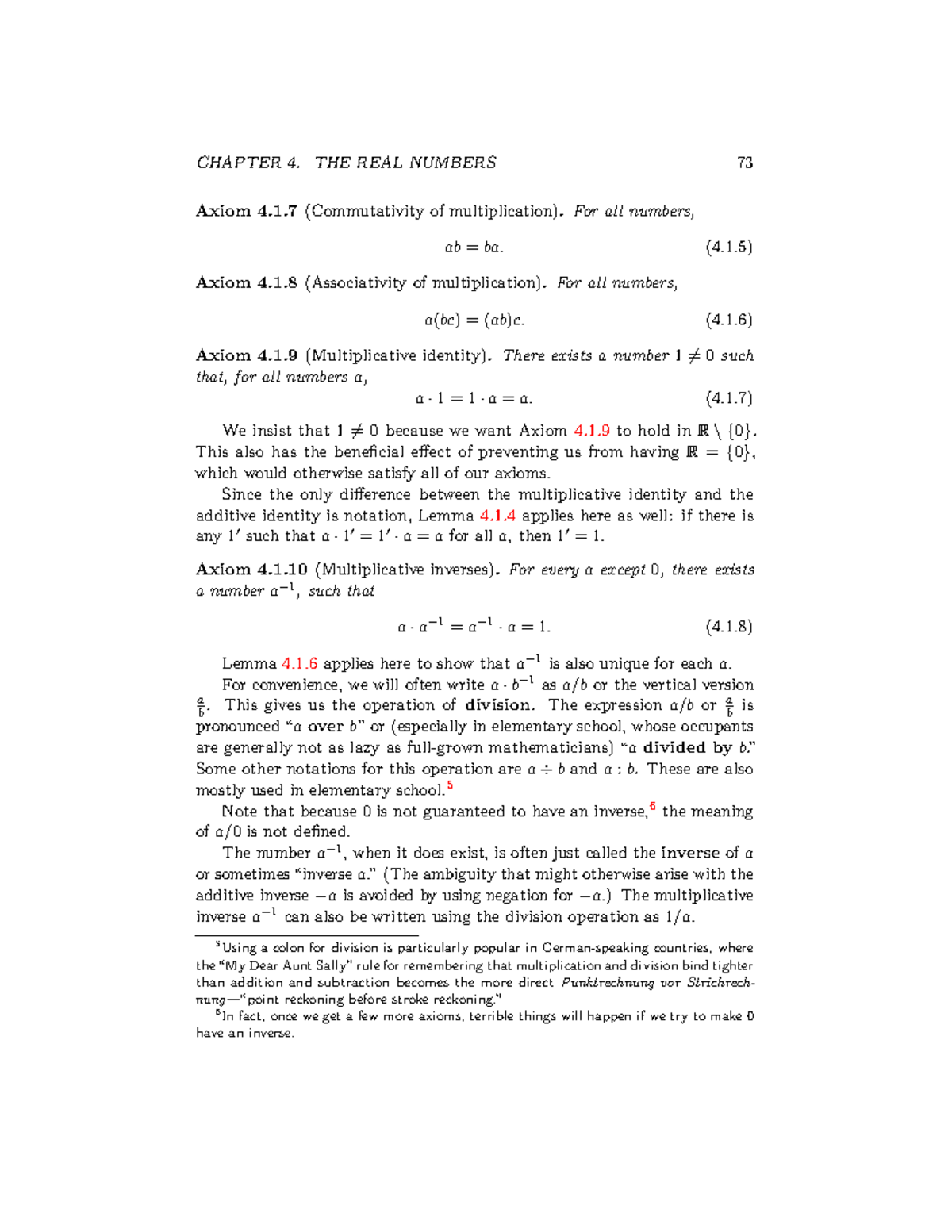 Order axioms - Axiom 4.1 (Commutativity of multiplication). For all ...