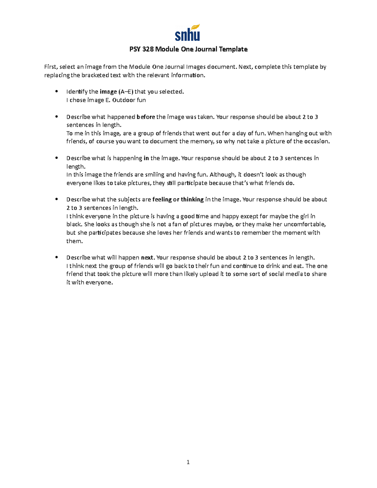 PSY 1-1 - class work - PSY 328 Module One Journal Template First, select an image from the ...