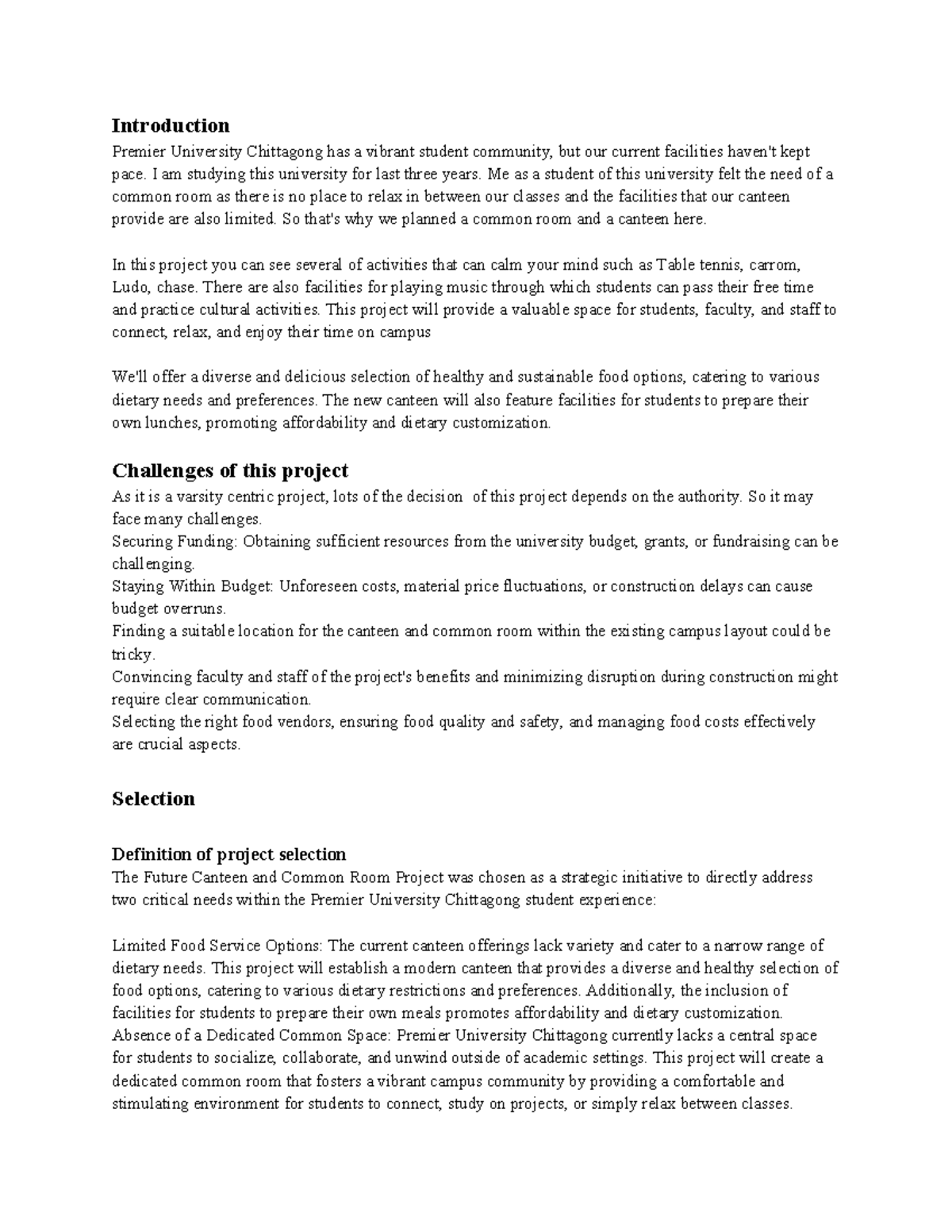 Project management assignment - Introduction Premier University ...