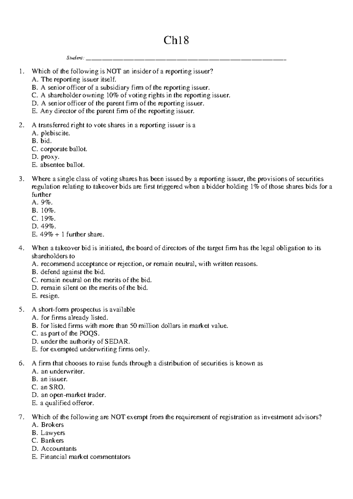 Exam 2018, questions and answers - Ch Student: - Studocu
