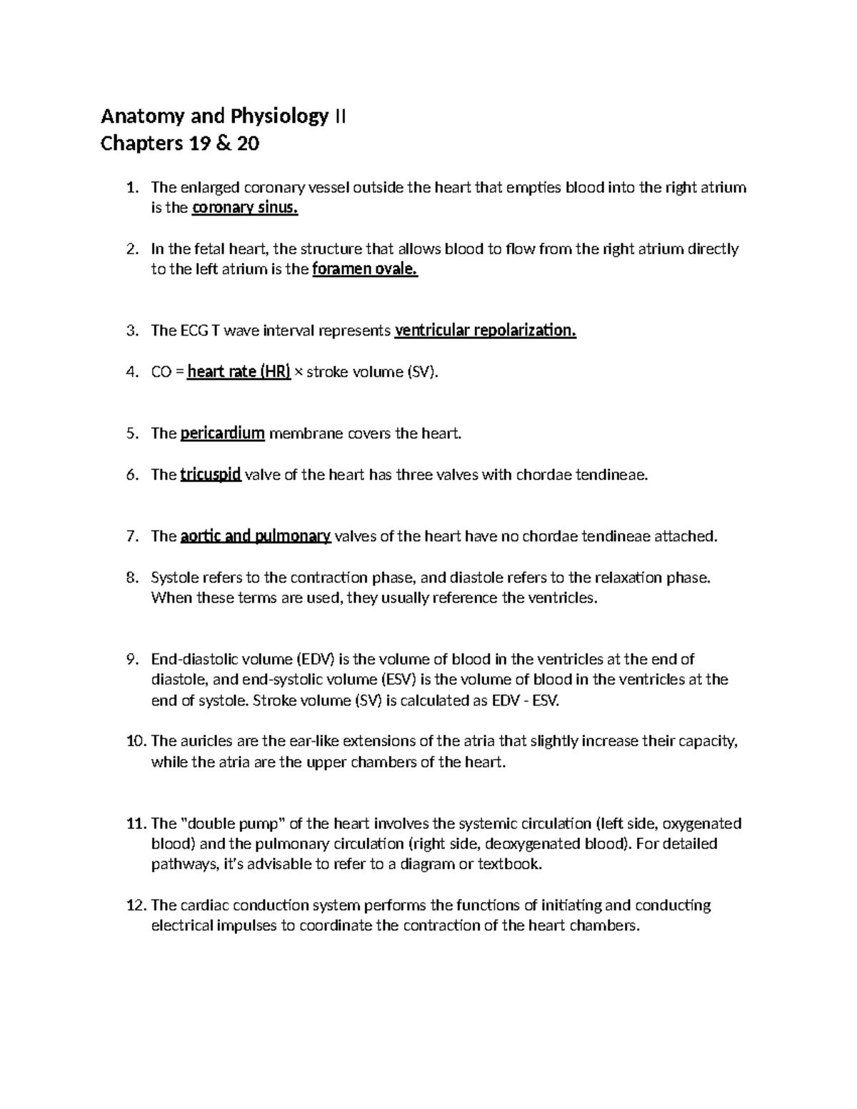 Anatomy and Physiology II - Chapter 19 & 20 - Anatomy and Physiology II ...