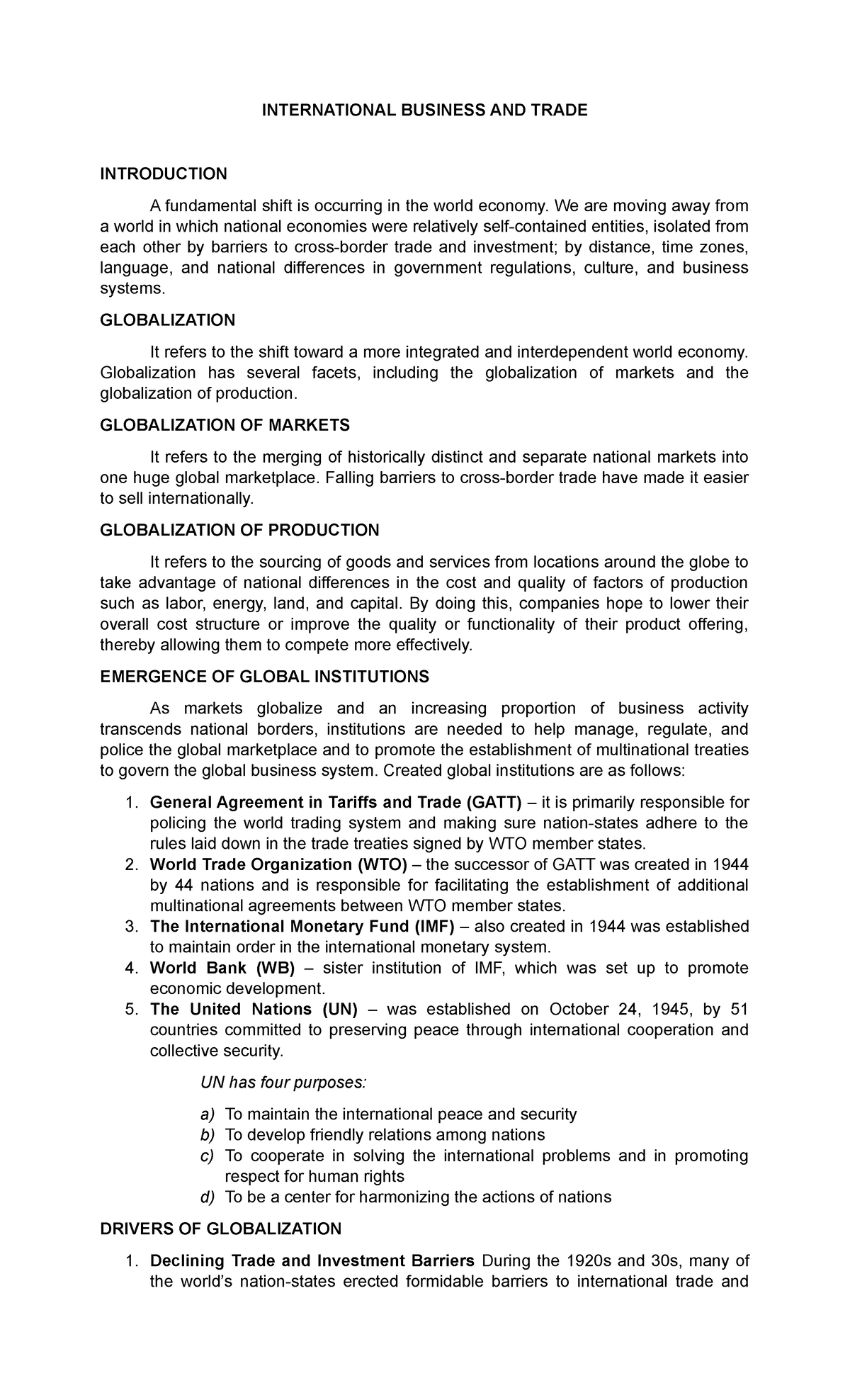 IBT-outline-2 - INTERNATIONAL BUSINESS AND TRADE INTRODUCTION A ...