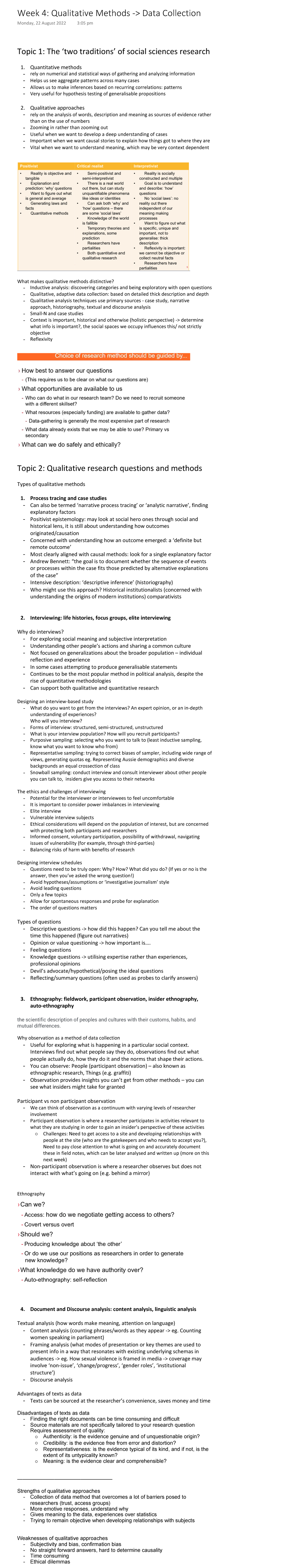 Week 4 Qualitative Methods - Data Collection - Topic 1: The ‘two ...