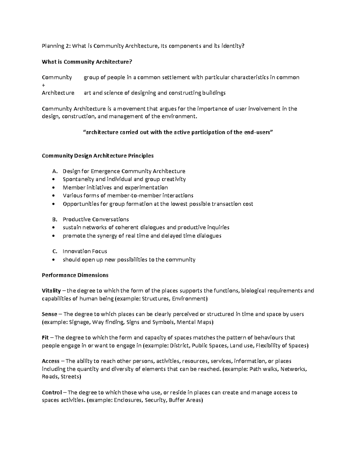 Document (10) - NOTE - Planning 2: What is Community Architecture, Its ...