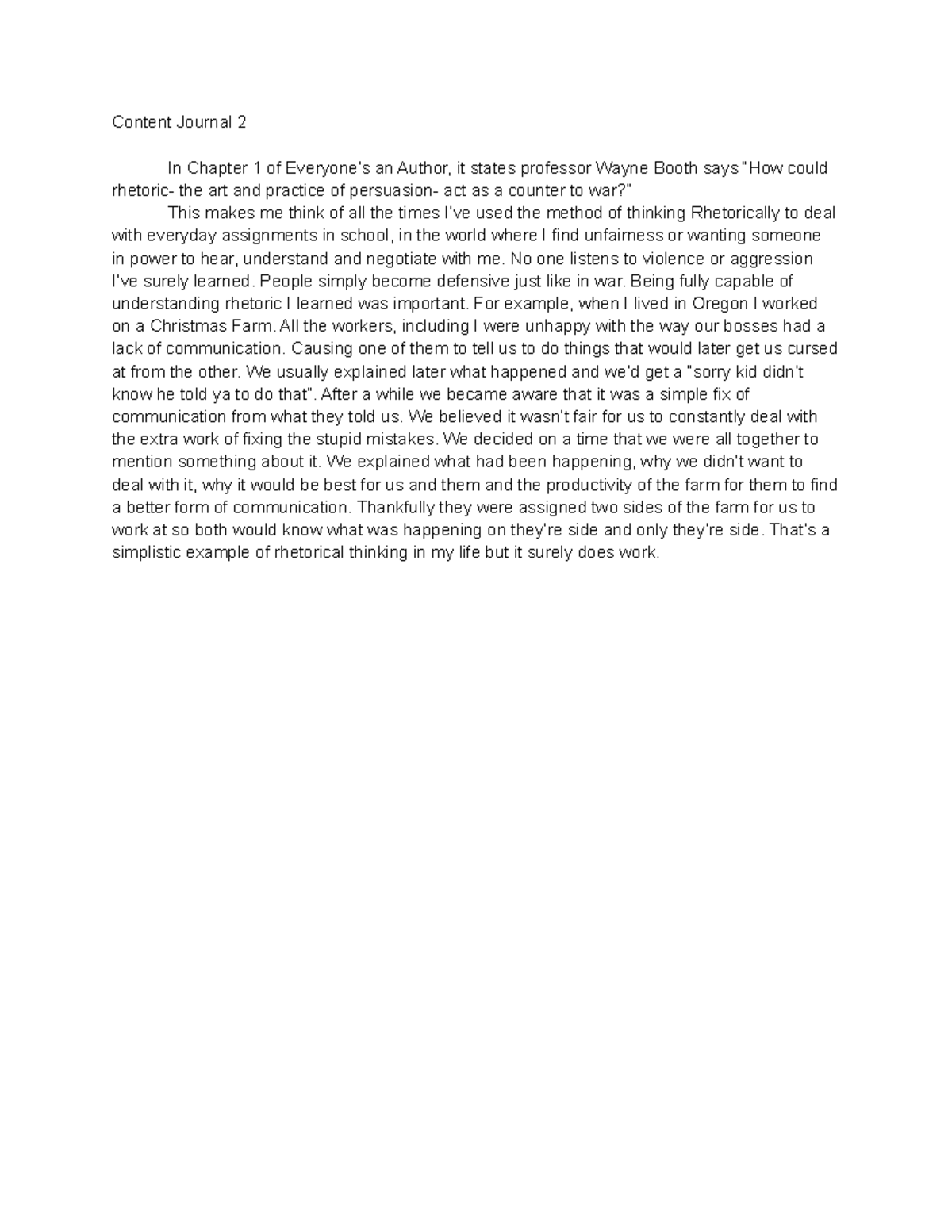 Journal 2 - here - Content Journal 2 In Chapter 1 of Everyone’s an ...