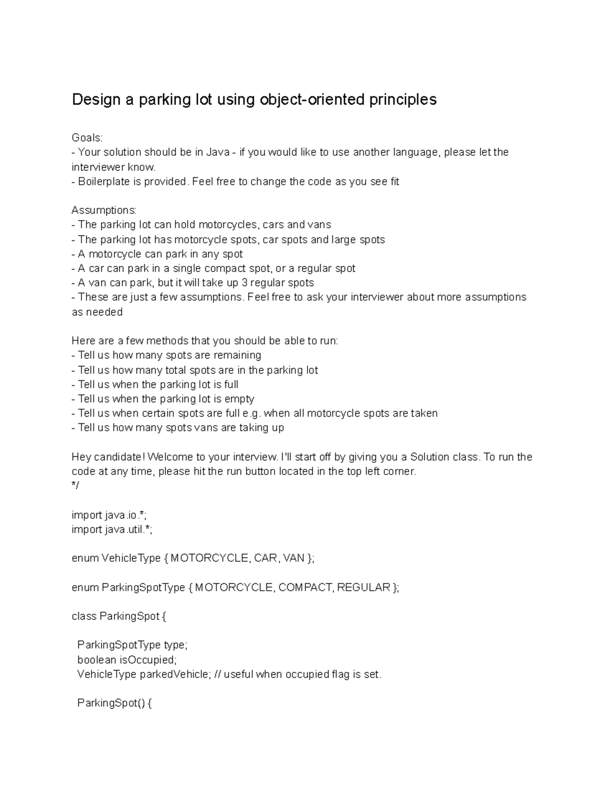 System Design - Design a parking lot using object-oriented principles ...