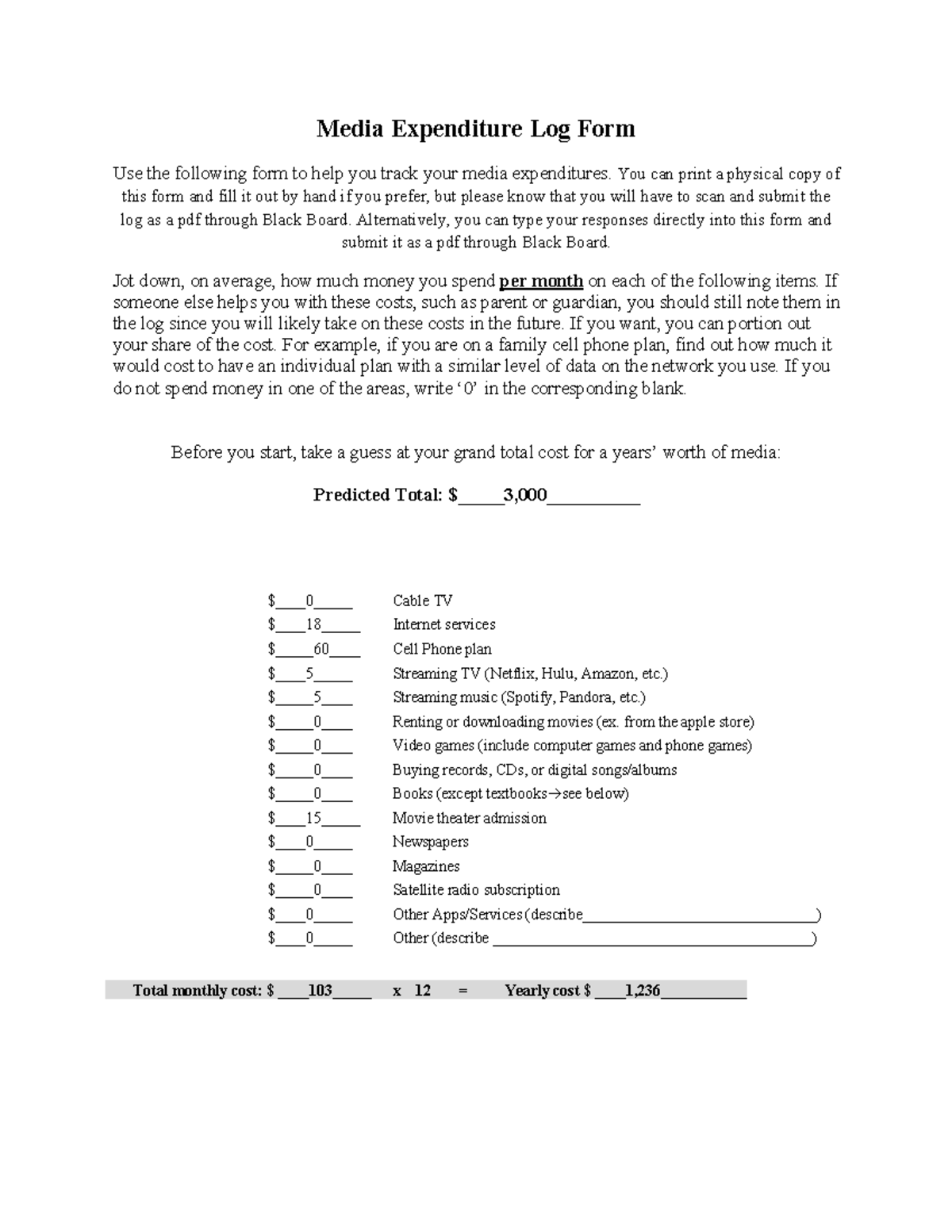 Nat Media Expenditure Log Form - remote version - Media Expenditure Log ...