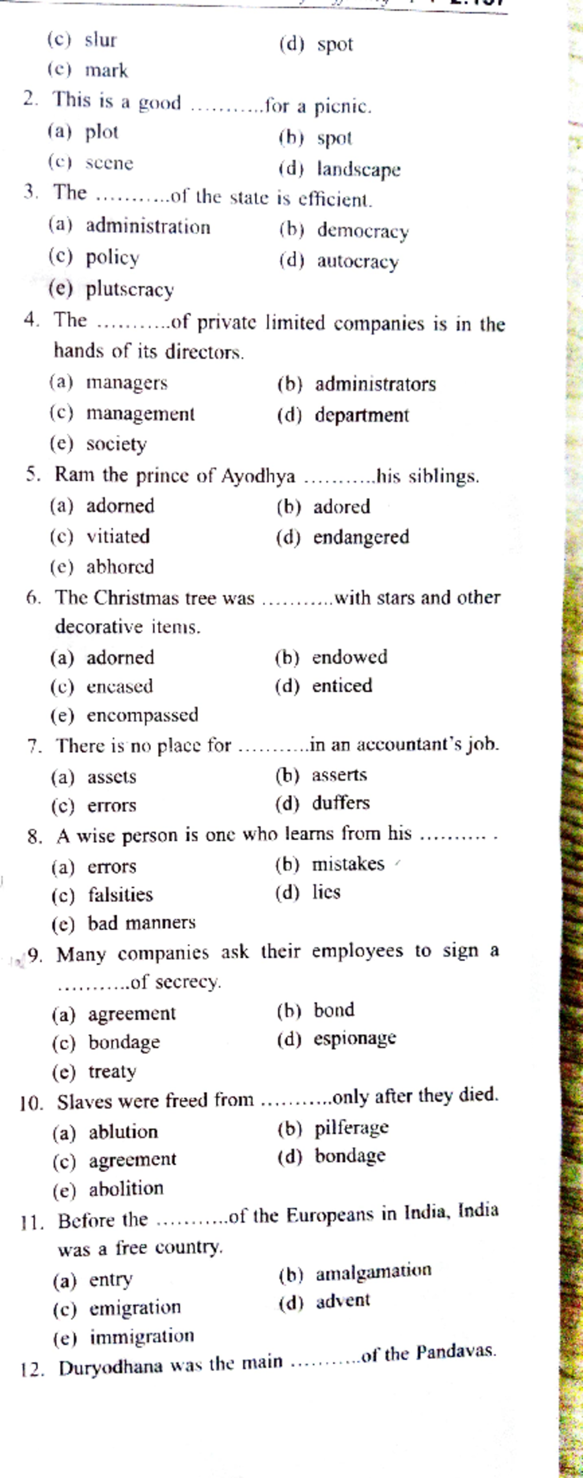 Sentence completion - Hhvguu - (c) slur (e) mark 2. This is a good (a ...