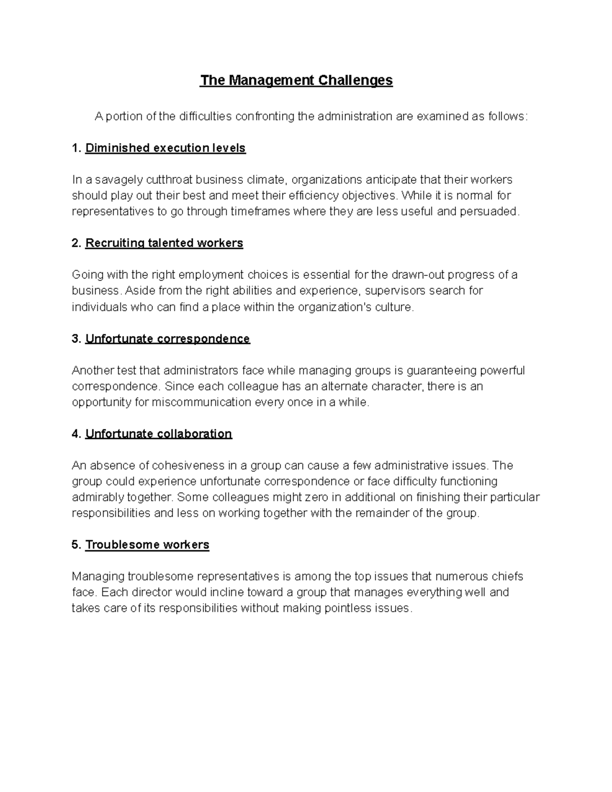 Chapter-1 The Management Challenges - The Management Challenges A ...