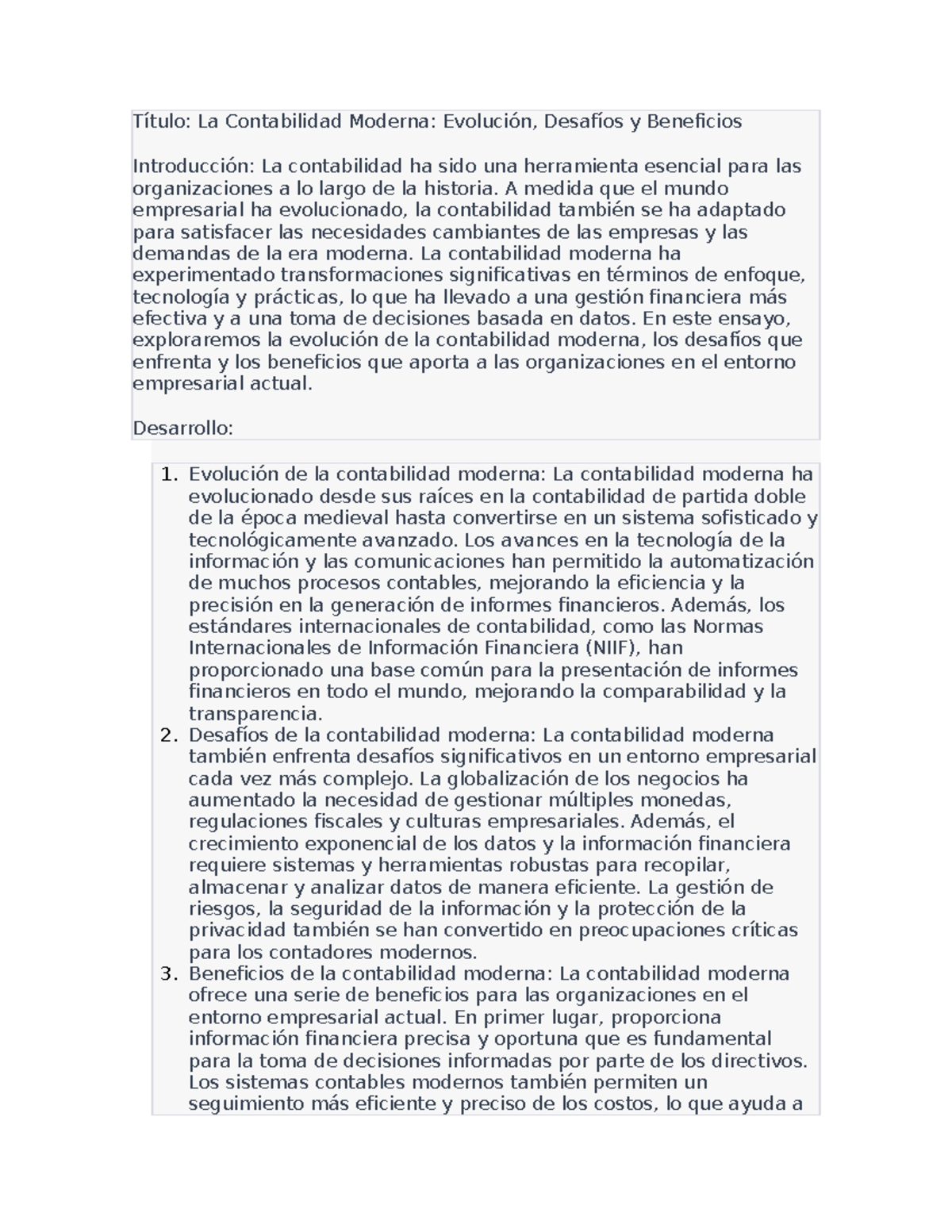 Contabilidad moderna - A medida que el mundo empresarial ha ...