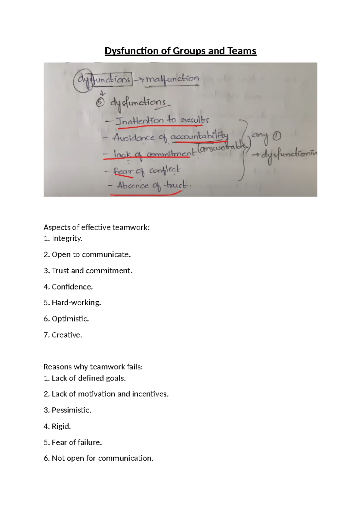 6. Dysfunction of Groups and Teams - organizational behaviour ...