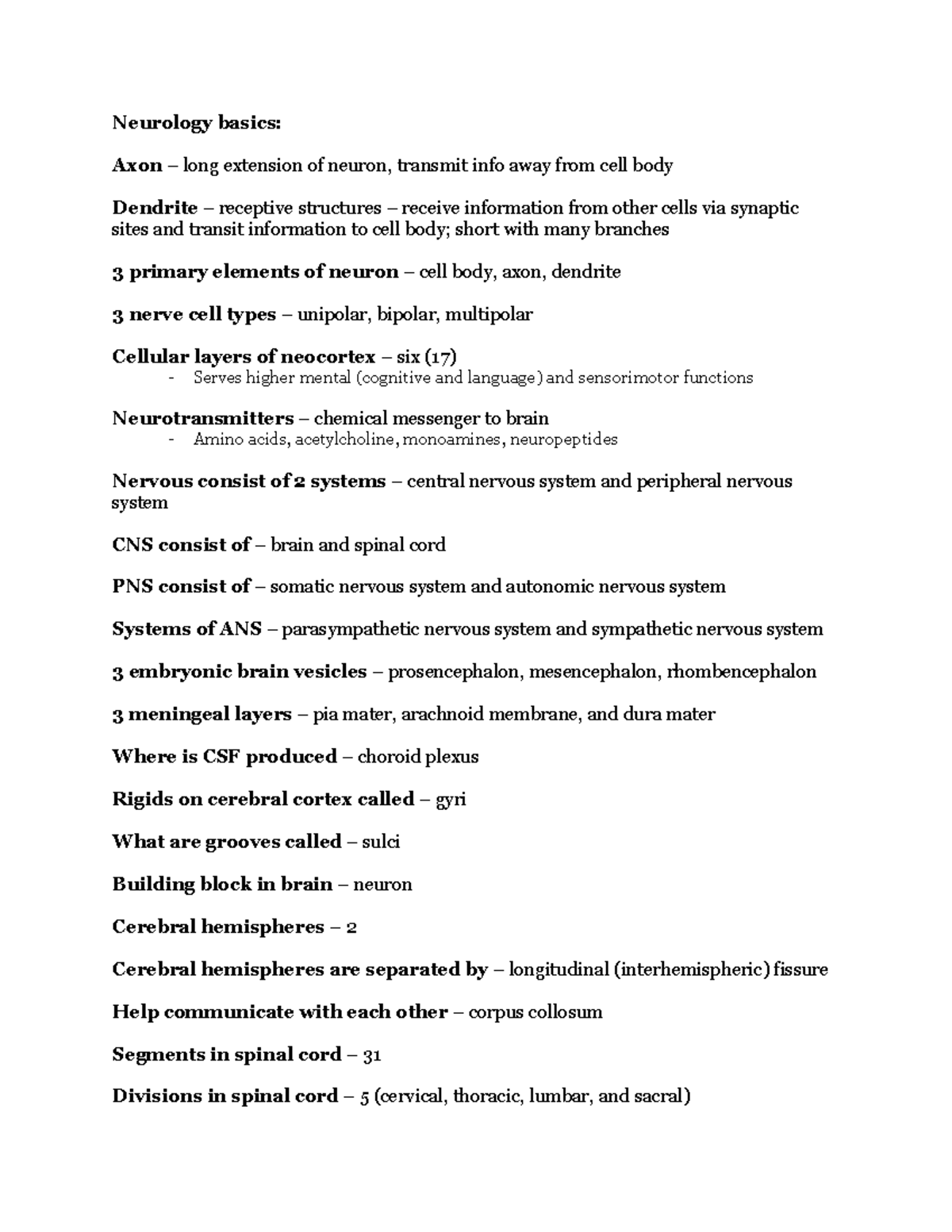 Neurology basics - Neurology basics: Axon – long extension of neuron ...