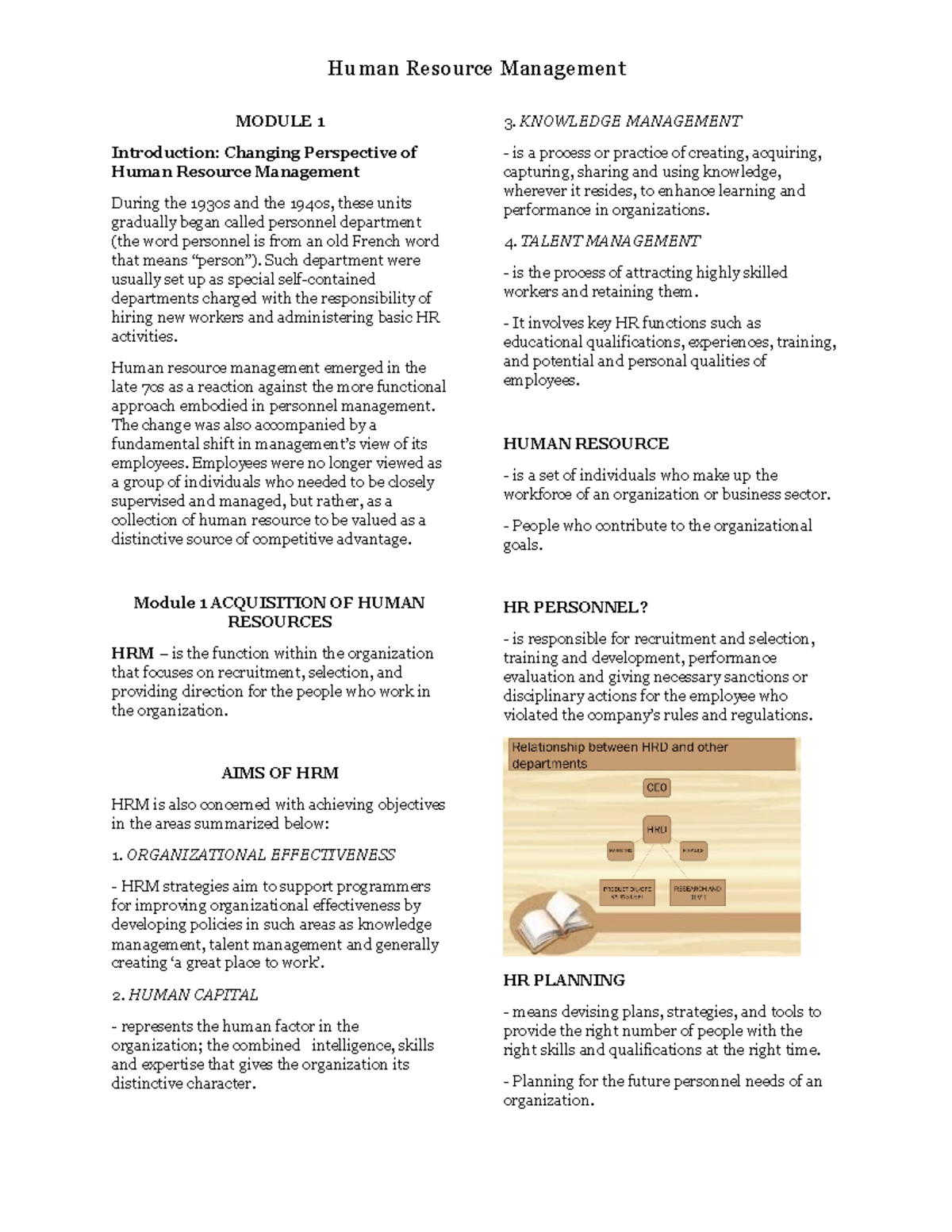 Human Resources Management MA109 - Human Resource Management MODULE 1 ...