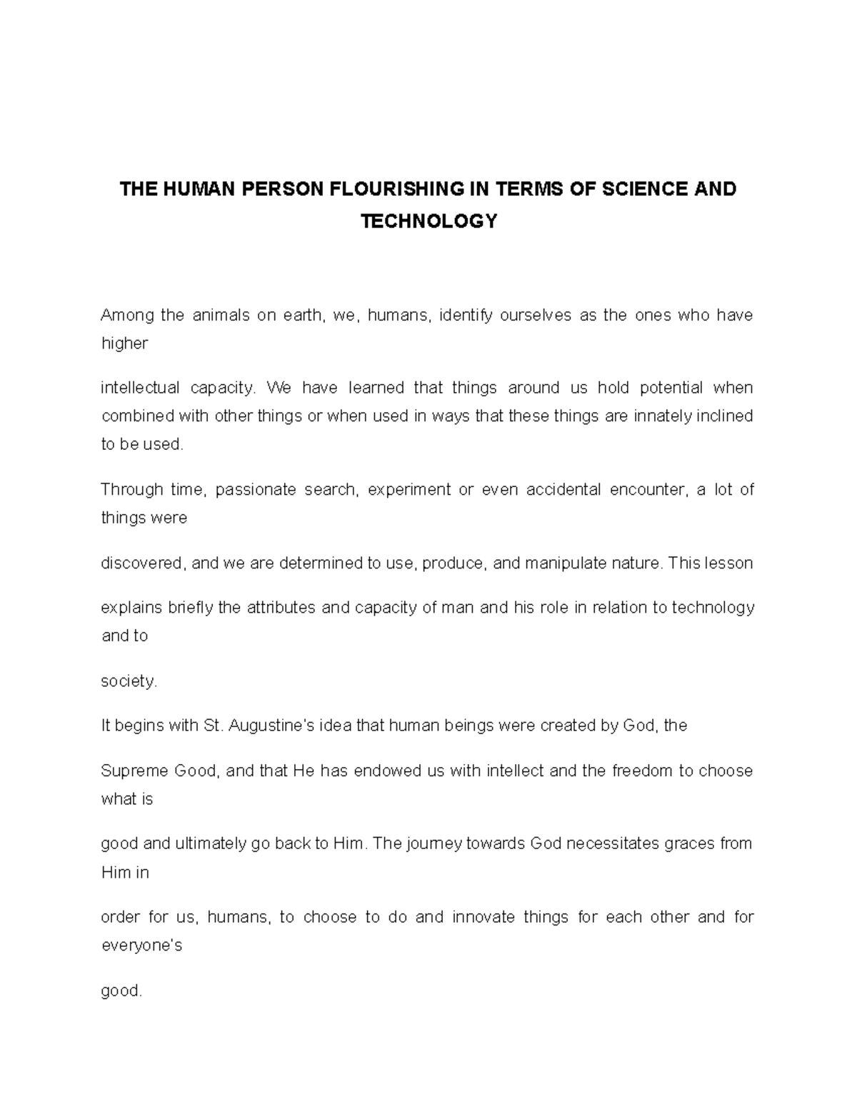 THE Human Person Flourishing IN Terms OF Science AND Technology - THE ...