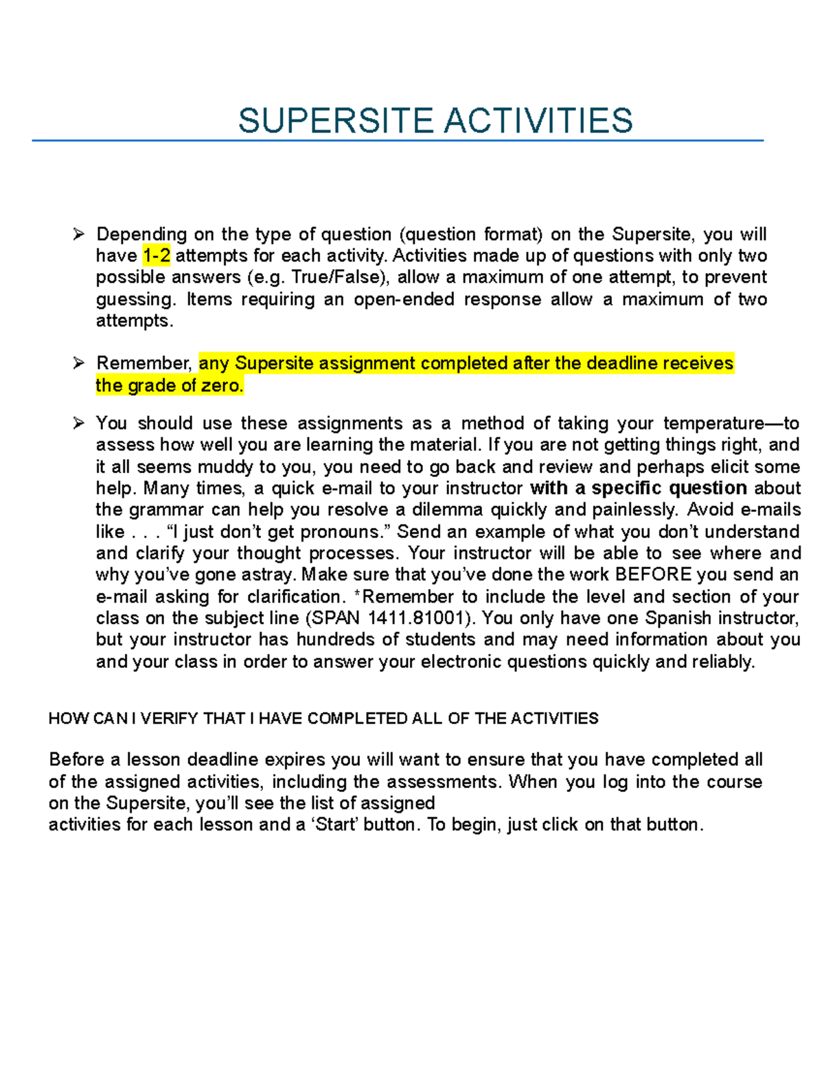 Enfoques Supersite Activities 5e (2) - SUPERSITE ACTIVITIES Depending ...