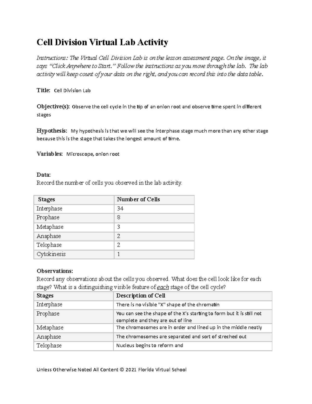 03 01 virtual cell division lab reportt - Cell Division Virtual Lab ...