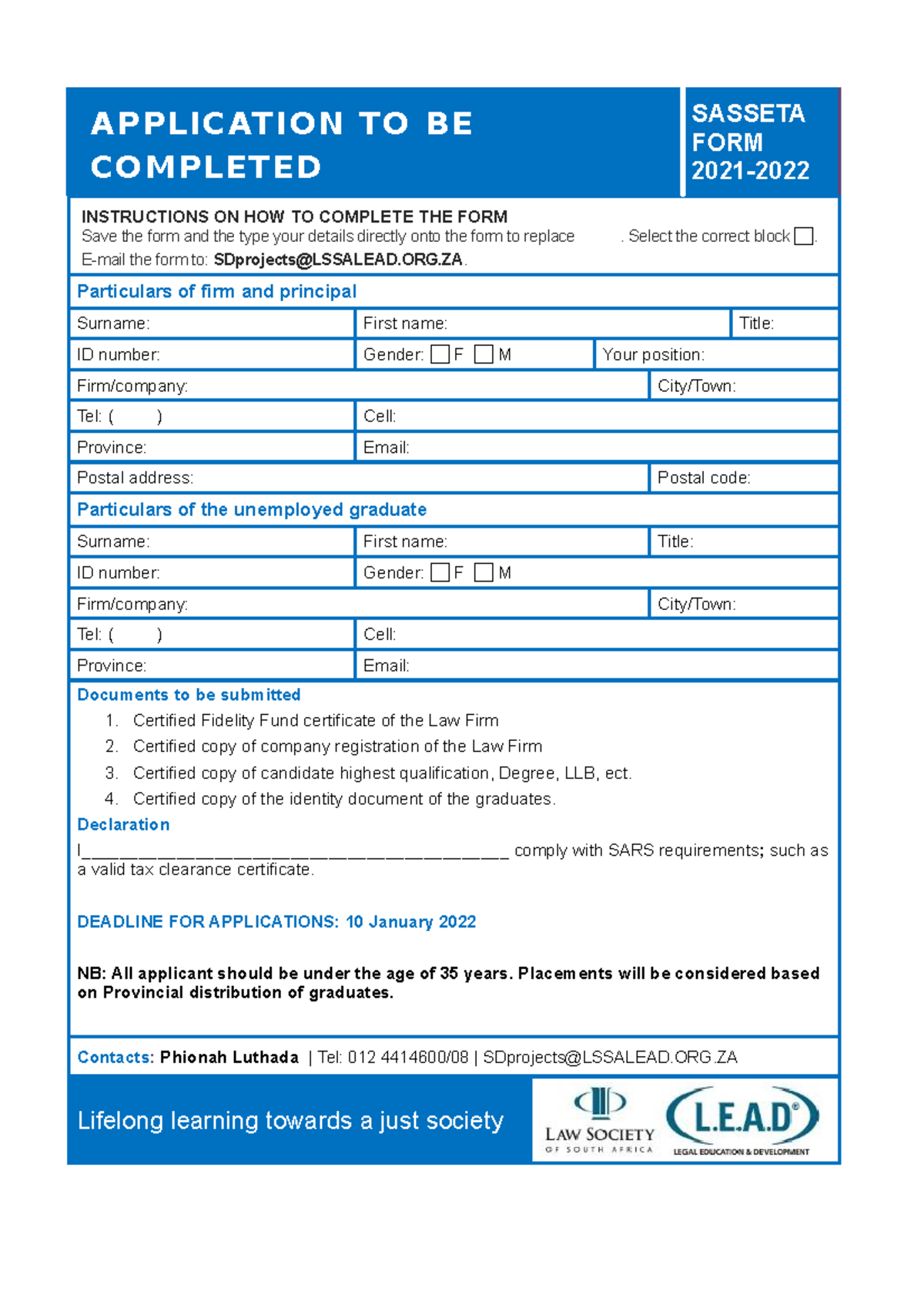 University-Placement-Application-Form-2021 2022 - APPLICATION TO BE ...
