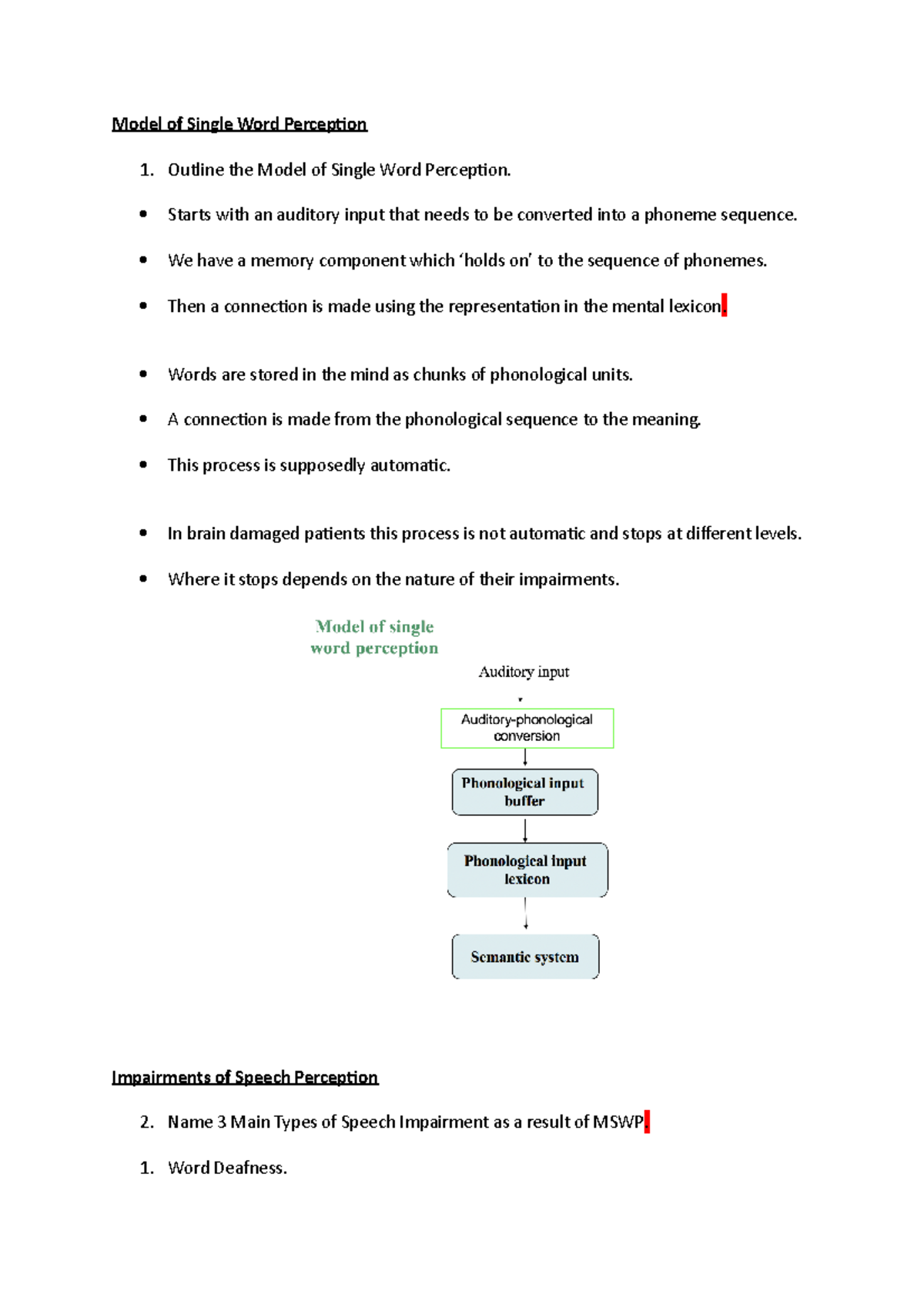 Lecture 8 - Notes PY2245 - Model of Single Word Perception 1. Outline ...