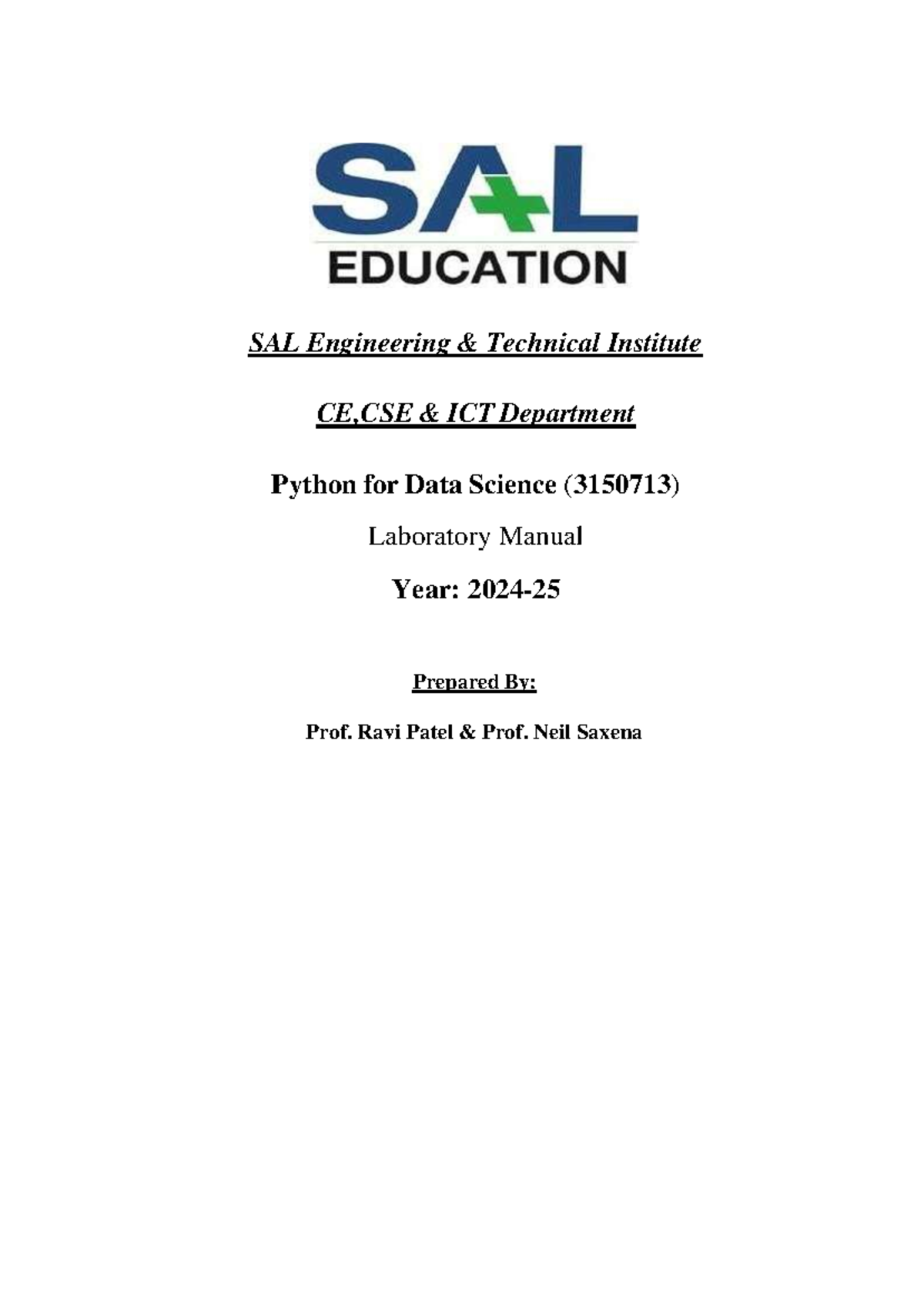 SEM 5 PDS Lab Manual - SAL Engineering & Technical Institute CE,CSE ...