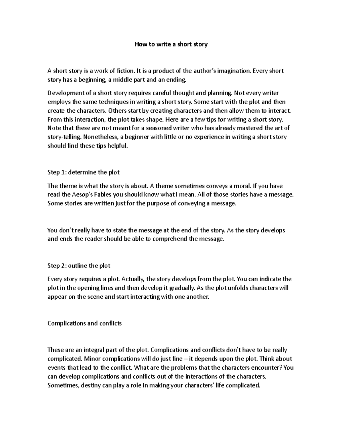 How to write a short story - It is a product of the author’s ...