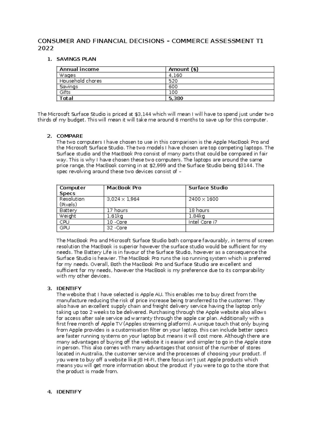 Commerce Assessment T1 2022 - CONSUMER AND FINANCIAL DECISIONS ...
