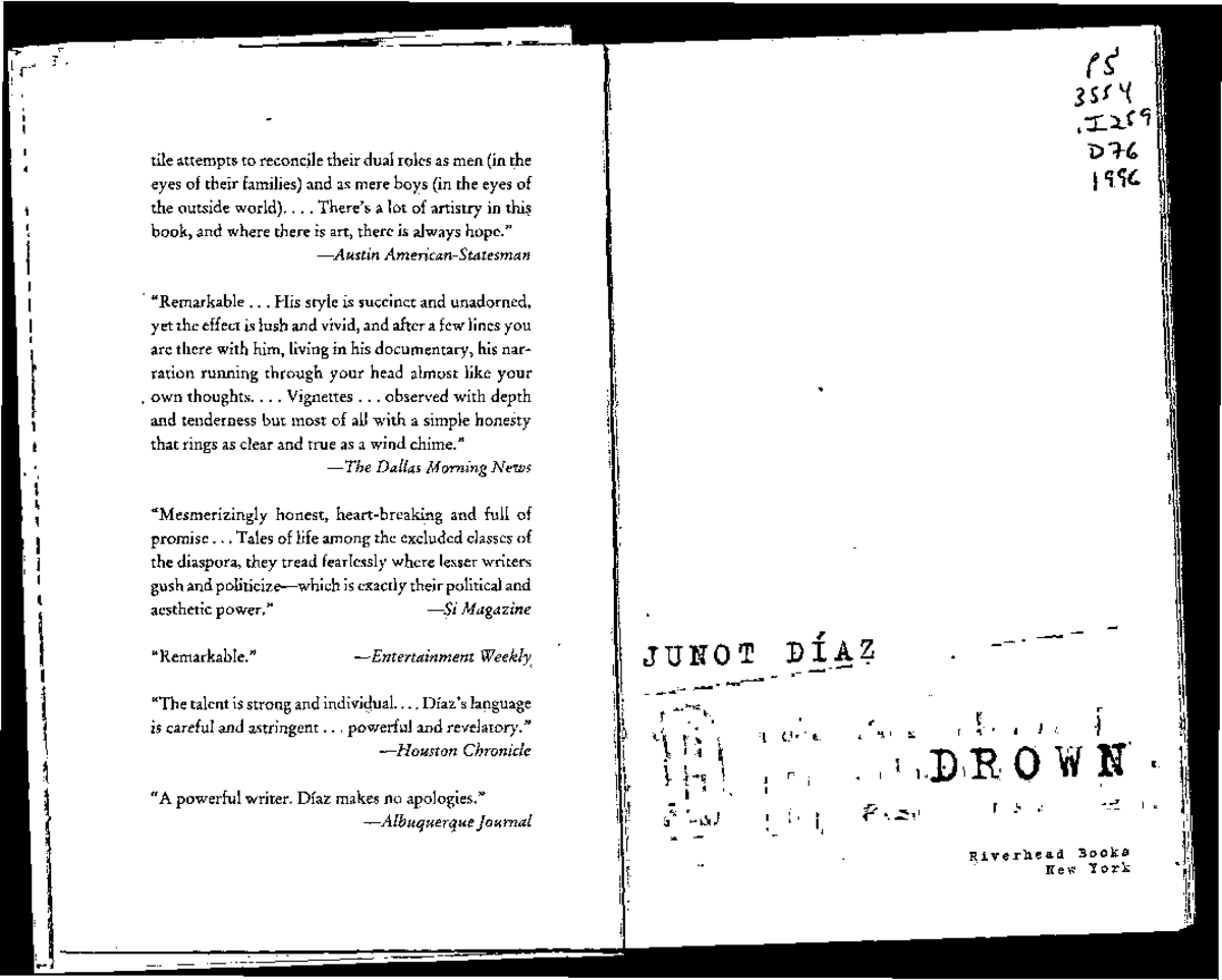 Diaz-drown - Drown by Diaz - ENG 2850 - Studocu