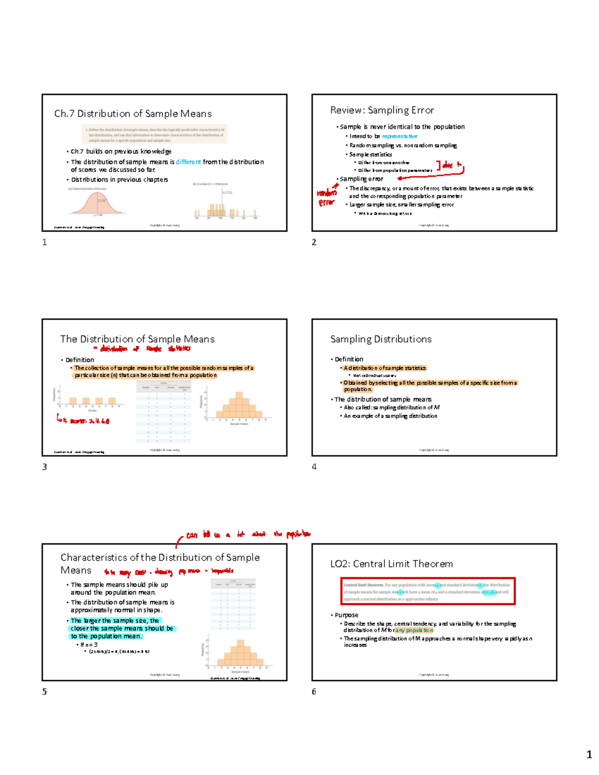 2260 Chapter 7 Slides - questions - ϭ Ś͘ϳ ŝƐƚƌŝďƵƚŝŽŶ ŽĨ ^ĂŵƉůĞ DĞĂŶƐ - Studocu