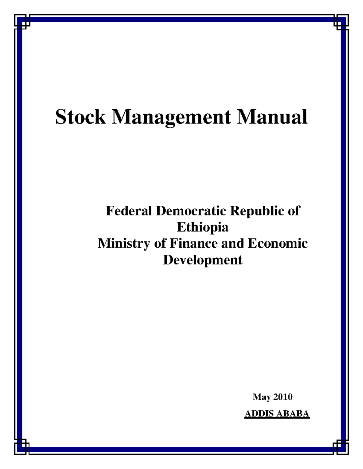 Stock Management Manual English - 1 Federal Democratic Republic of ...