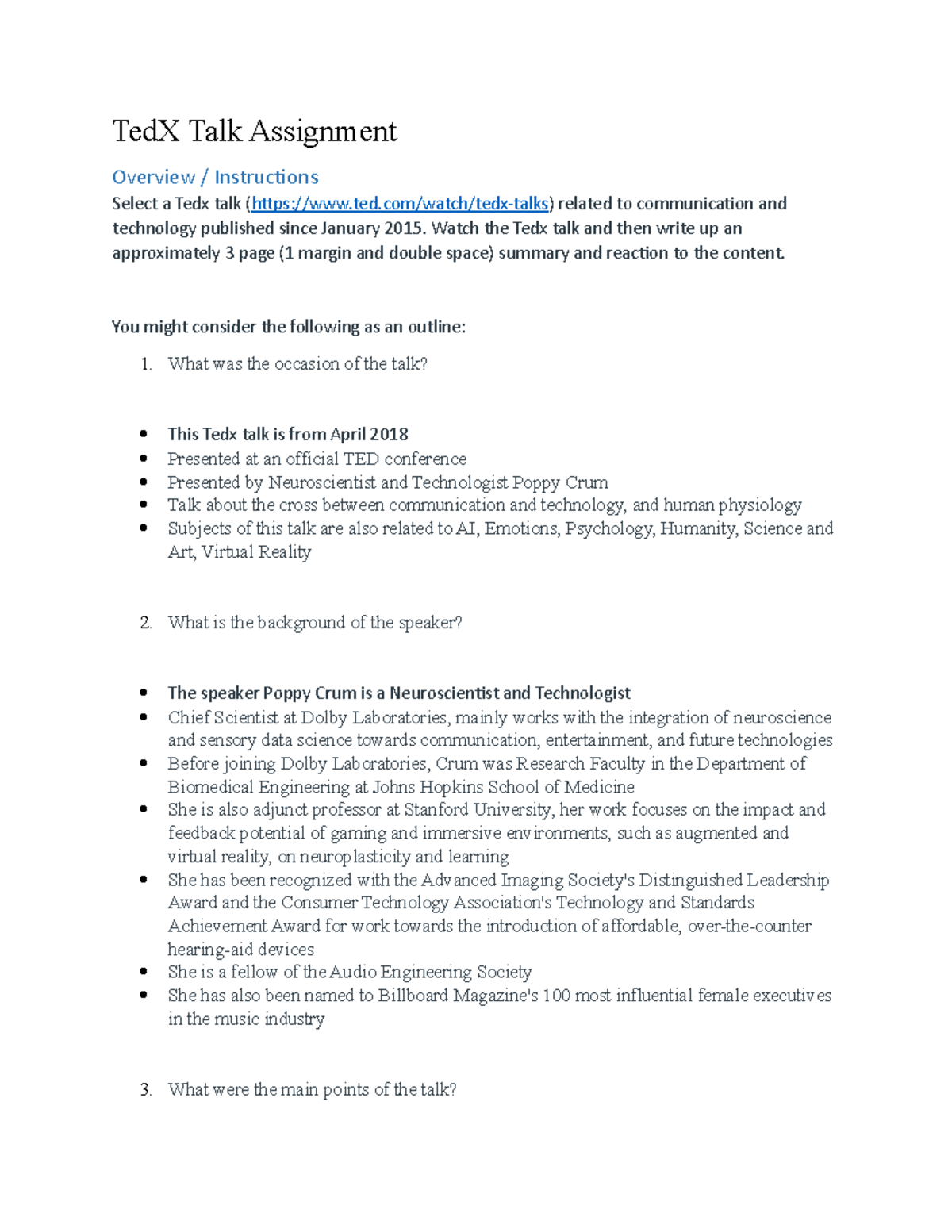 TedX Talk on Communication and Technology: Summary and Reaction - Studocu