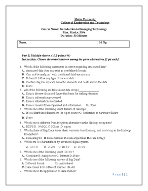 1. Marketing Management Model Exit Exam C - ROYAL COLLEGE, PISSA CAMPUS ...