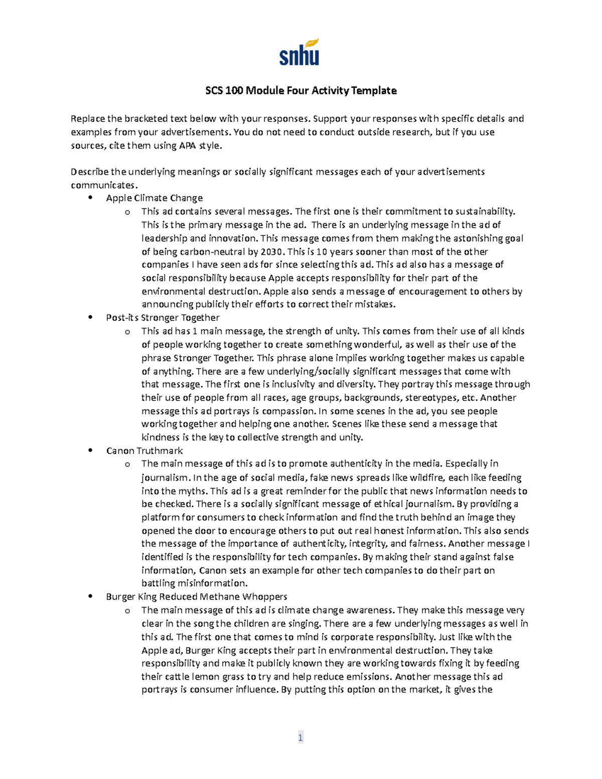 Module Four Activity complete - SCS 100 Module Four Activity Template ...