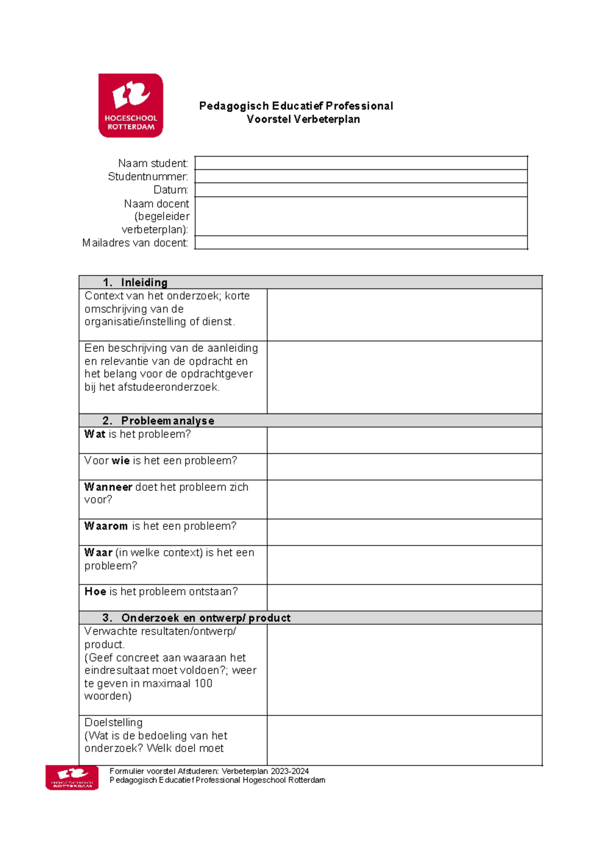 Voorstelverbeterplan - Pedagogisch Educatief Professional Voorstel ...