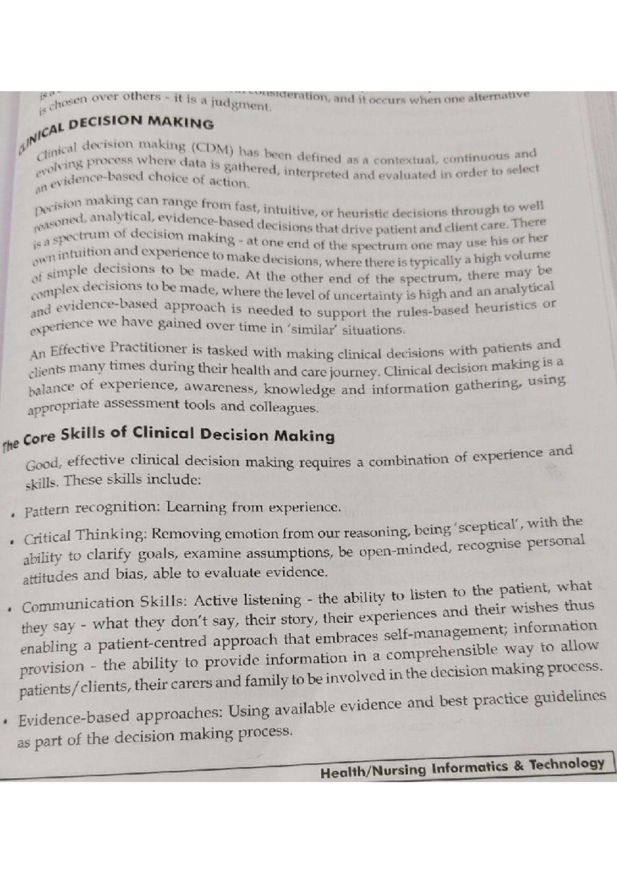 Clinical Decision Making Process - ESL for nursing students - Studocu