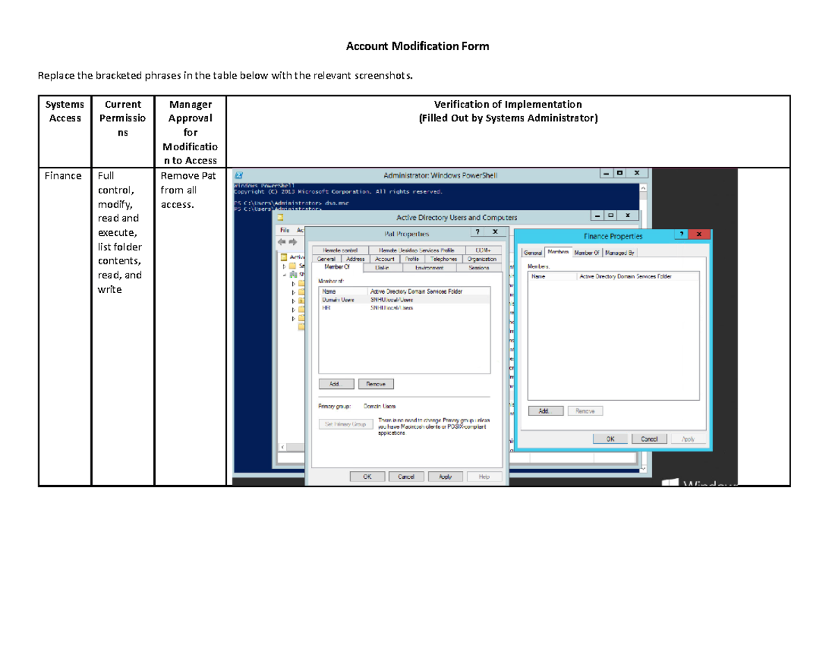 Account Modification Form Account Modification Form Replace The