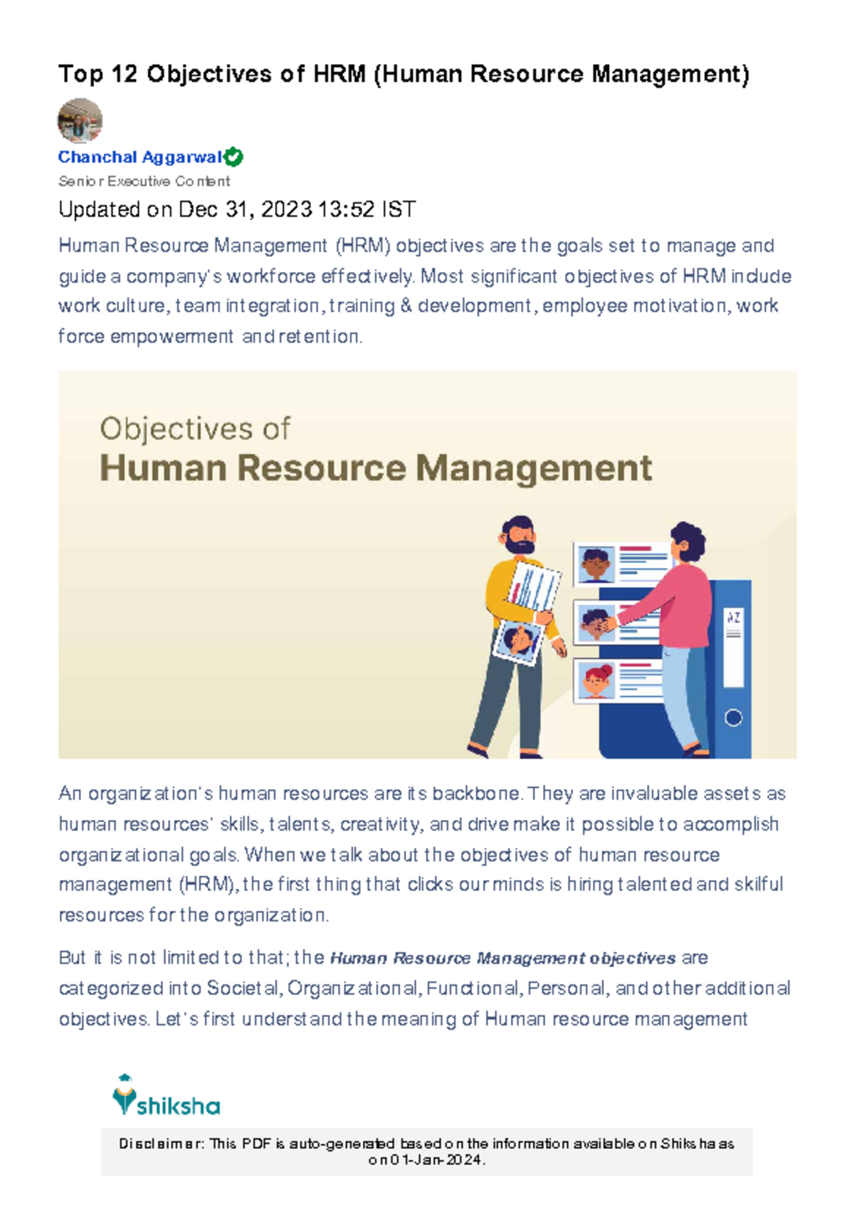 Objectives of HR - Human Resource Management (HRM) objectives are the ...