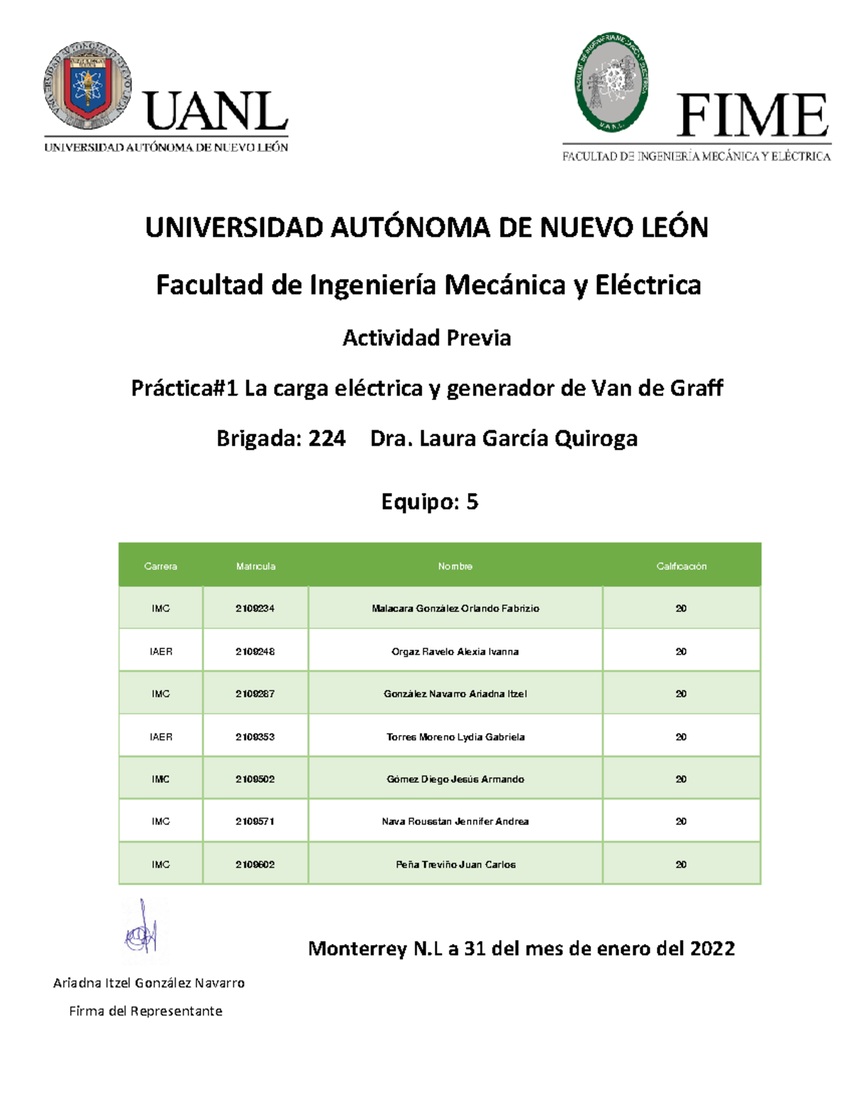 Tarea Previa Practica 1 equipo 5 - UNIVERSIDAD AUT”NOMA DE NUEVO LE”N Facultad de IngenierÌa ...