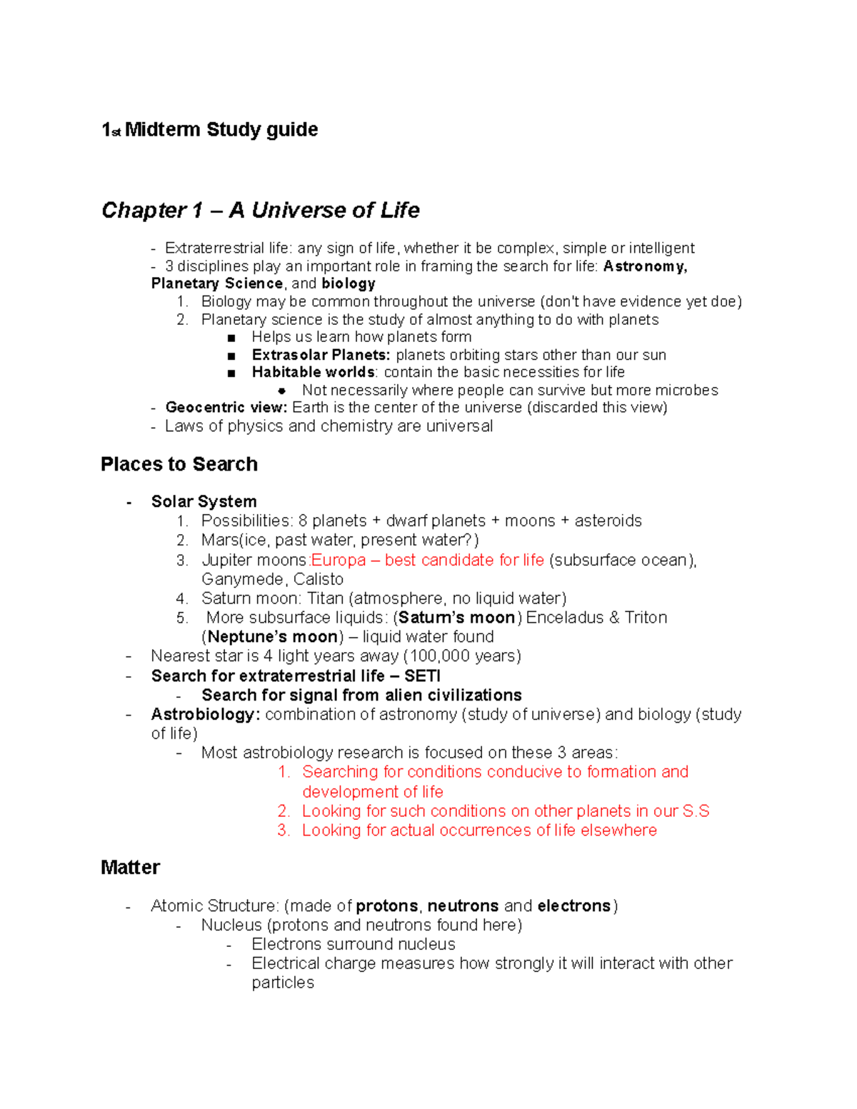 Astronomy 2021 Midterm Notes - 1 st Midterm Study guide Chapter 1 – A ...