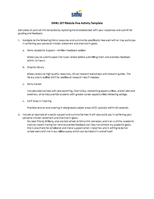 SNHU 107 Project - SNHU 107 Project Template Academic Success Plan Use ...