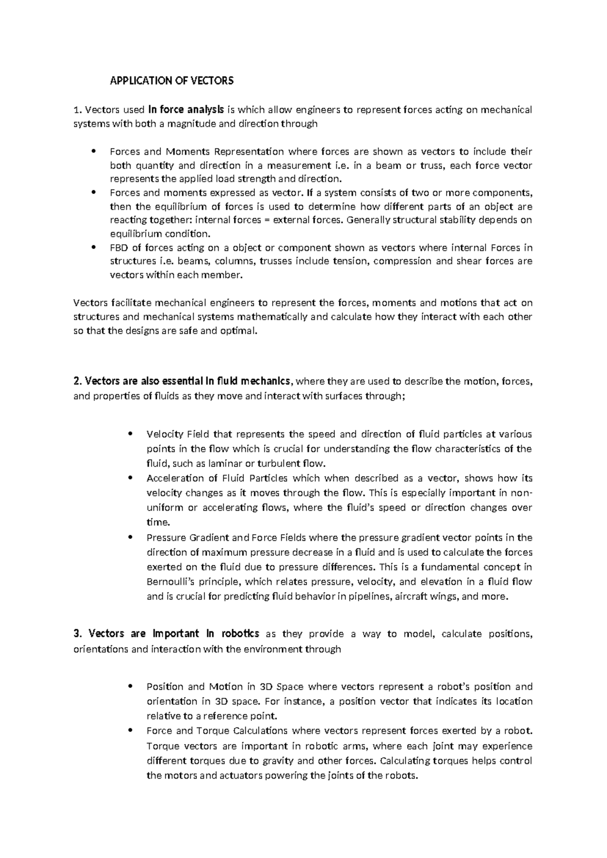 Vectors and complex numbers - APPLICATION OF VECTORS Vectors used in ...