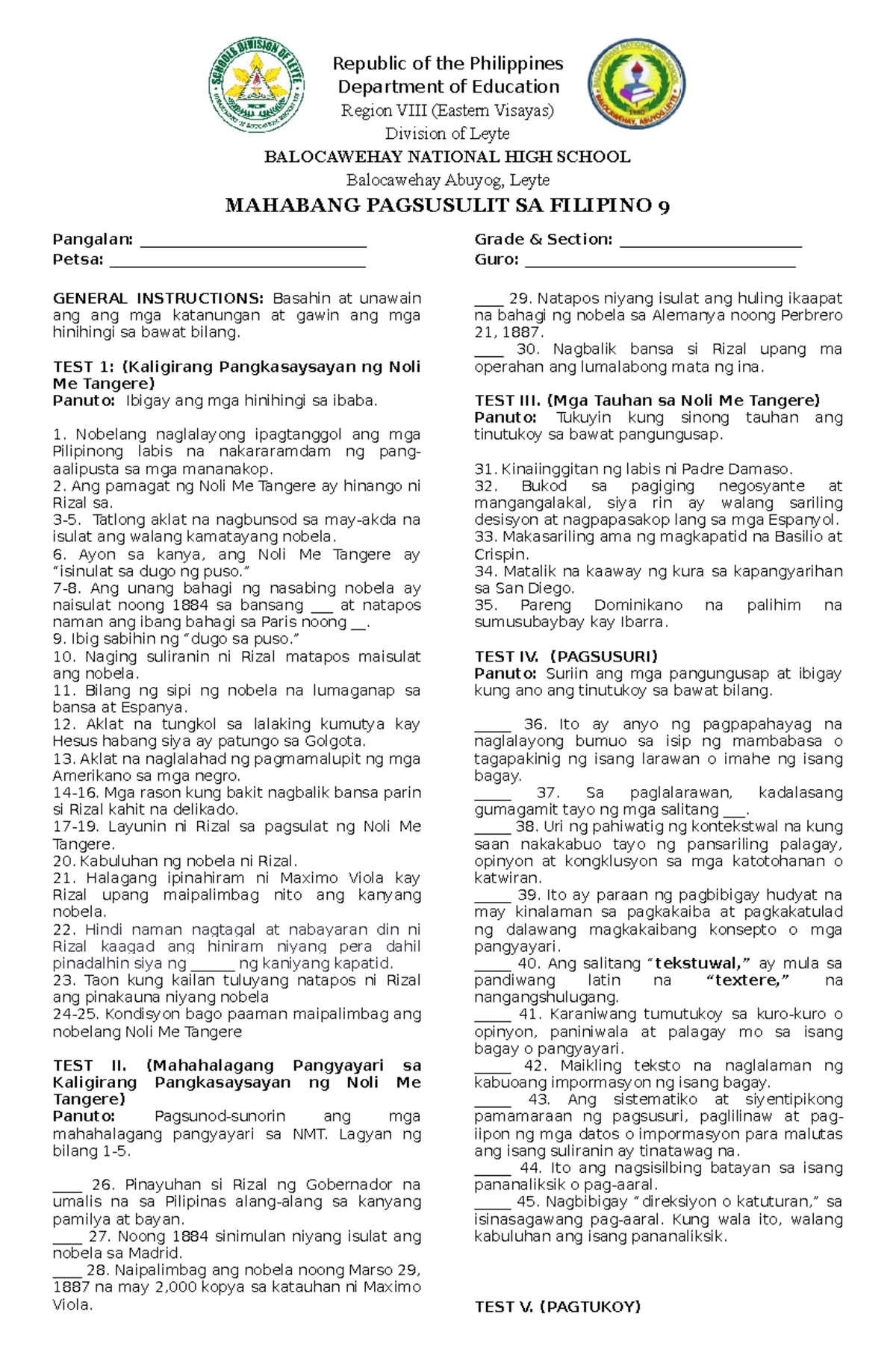 Long-Test-Copy - Republic of the Philippines Department of Education ...