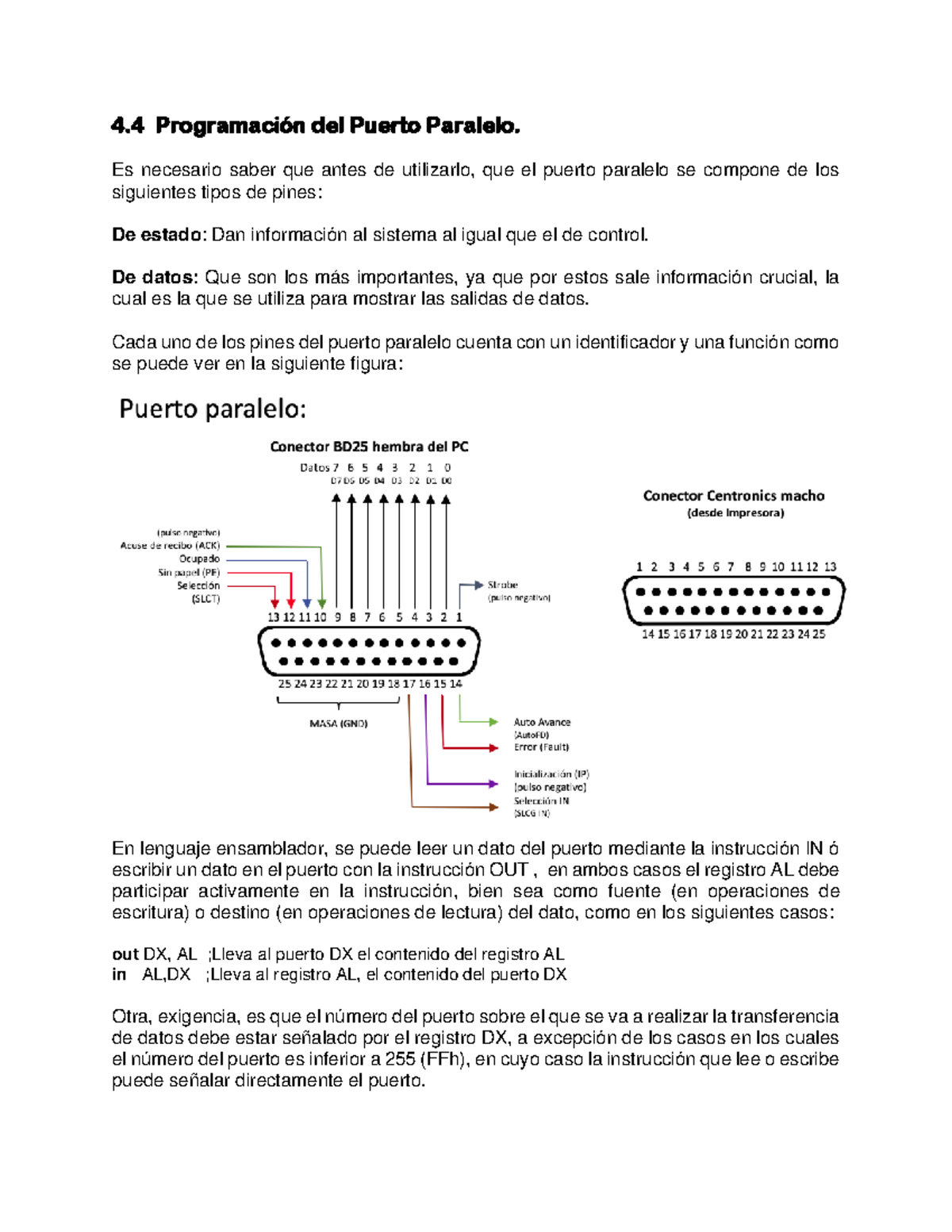 Unidad 4 parte 3 - 4. 4 ProgramaciÛn del Puerto Paralelo. Es necesario ...