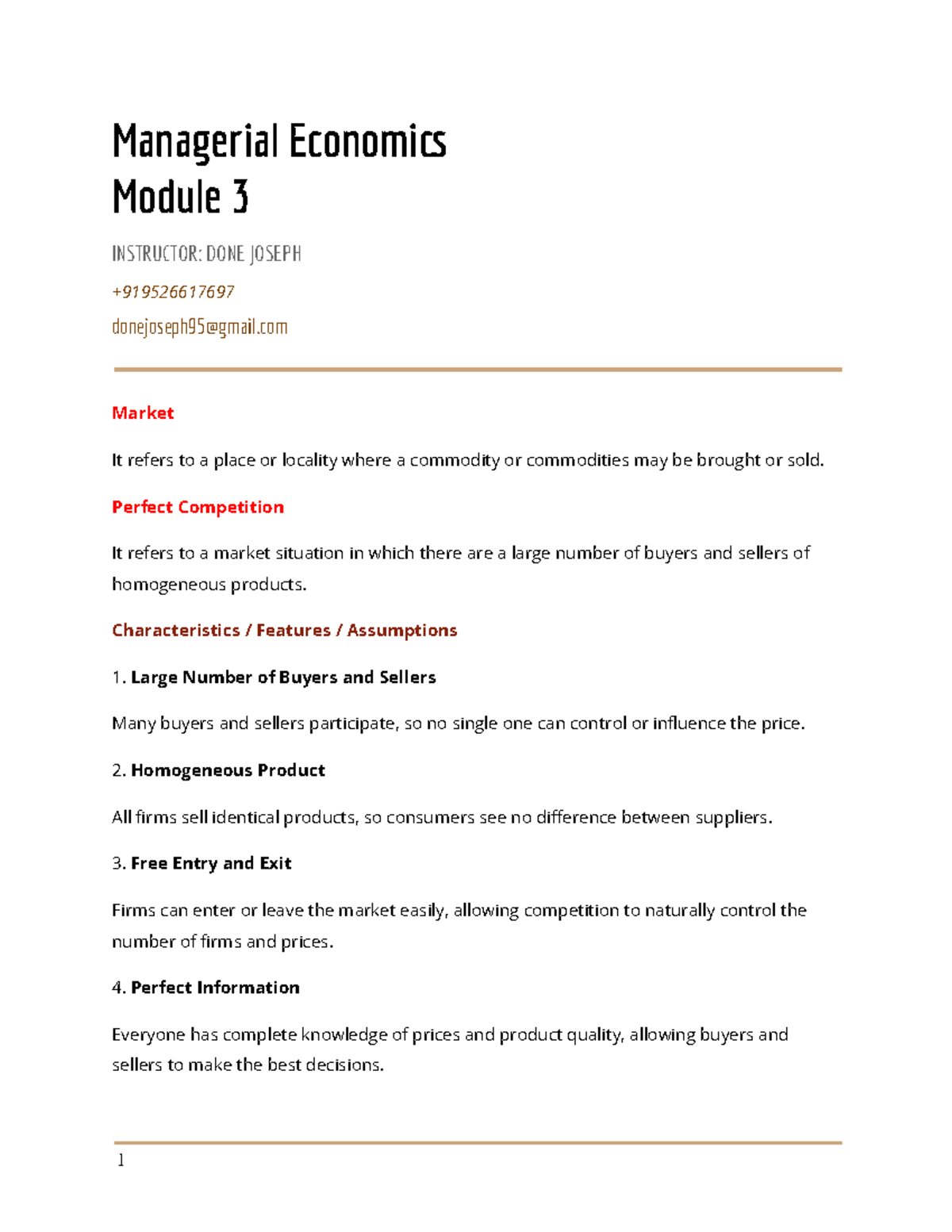 Managerial Economics Module 3 - Managerial Economi Module 3 INSTRUCTOR ...