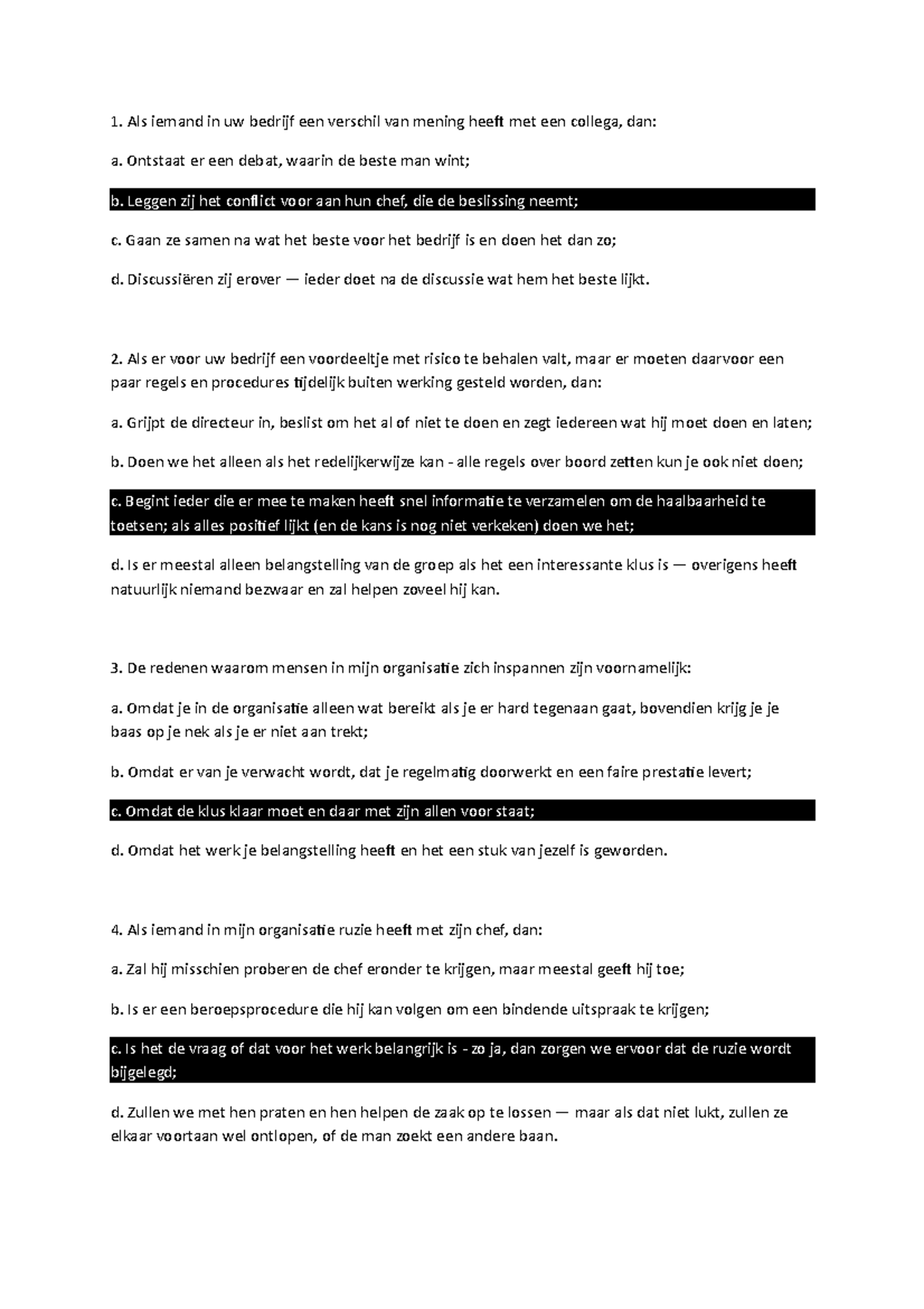 Cultuuranalyse Harrison en Handy les 2 - 1. Als iemand in uw bedrijf ...