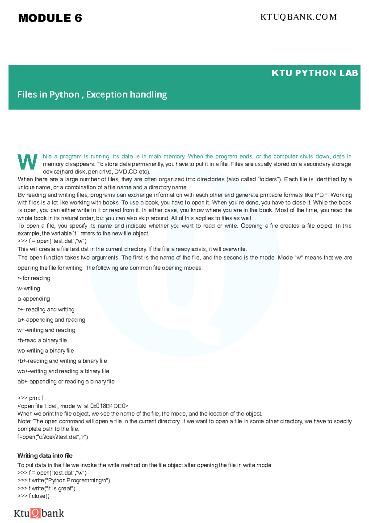 6 ICPS Module 6 PDF - it used for your studies - Files in Python , Exception handlingFiles in ...