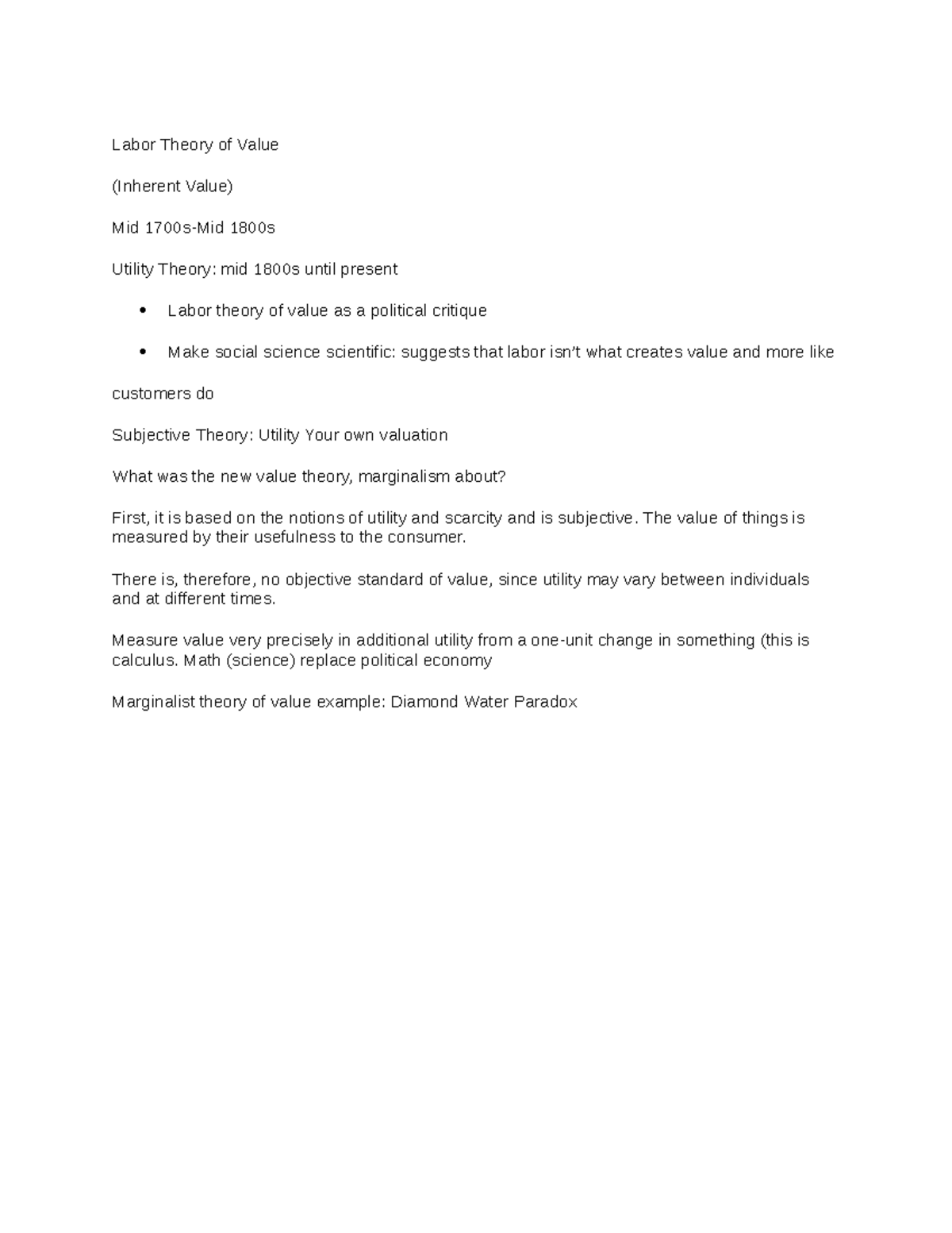 Labor Theory of Value - core 105 - Labor Theory of Value (Inherent ...