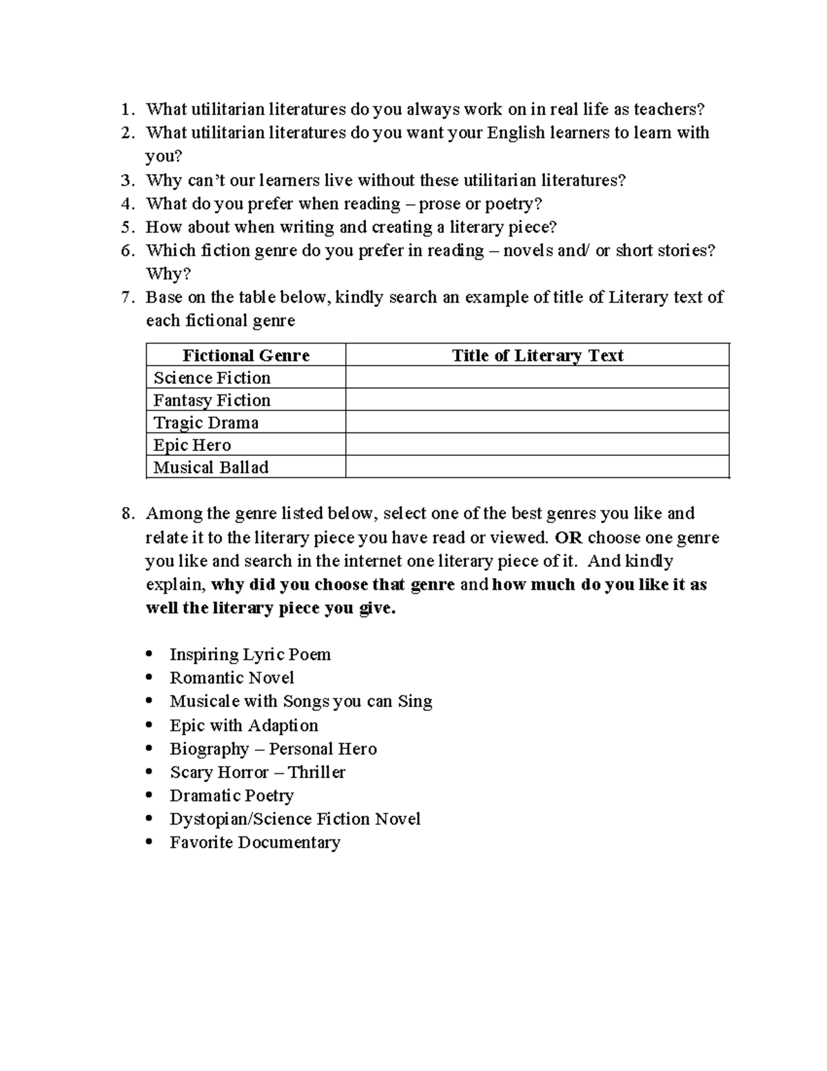 ELT 4 - What utilitarian literatures do you always work on in real life ...