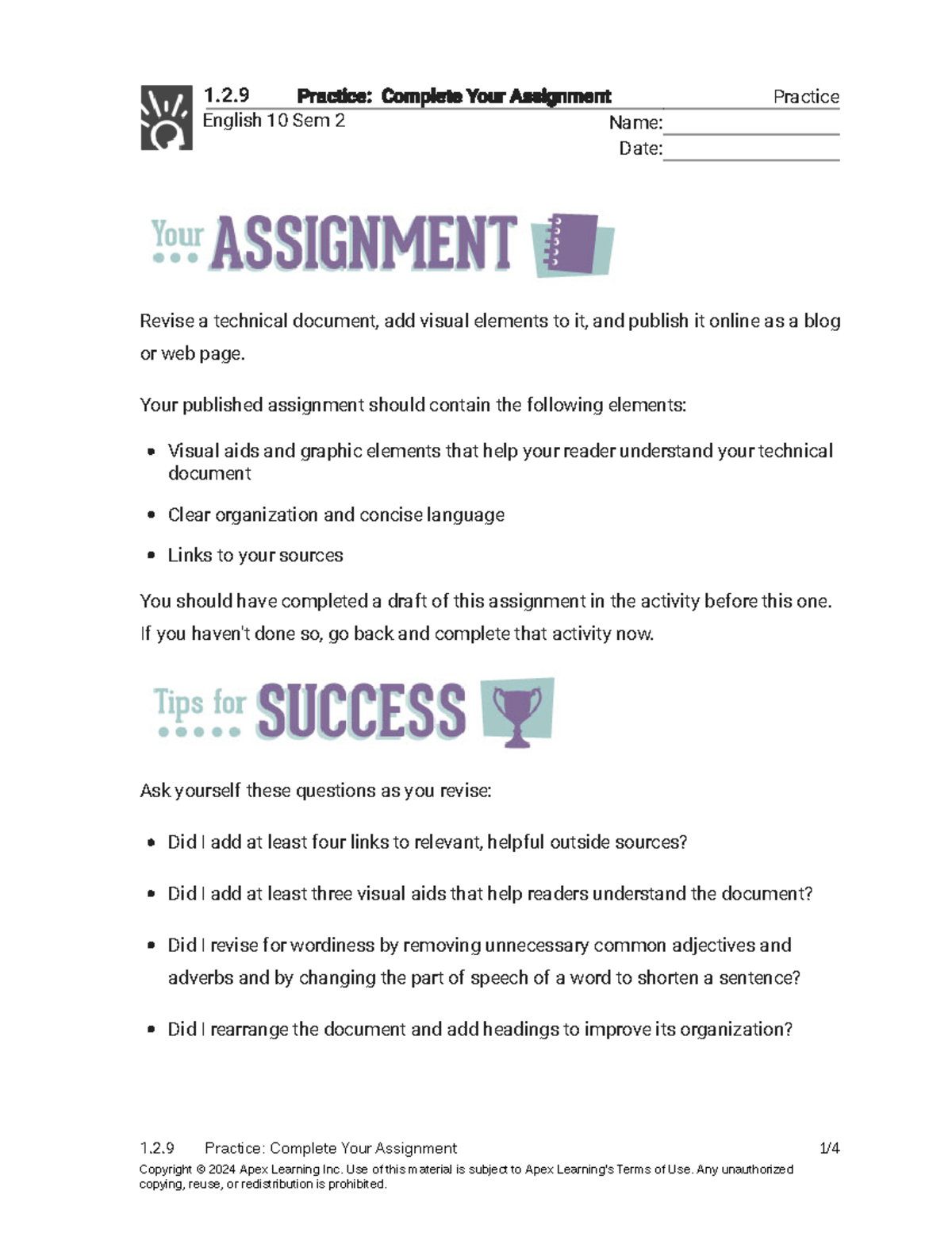 1.2.9 Practice - Complete Your Assignment (Practice) - Practice ...