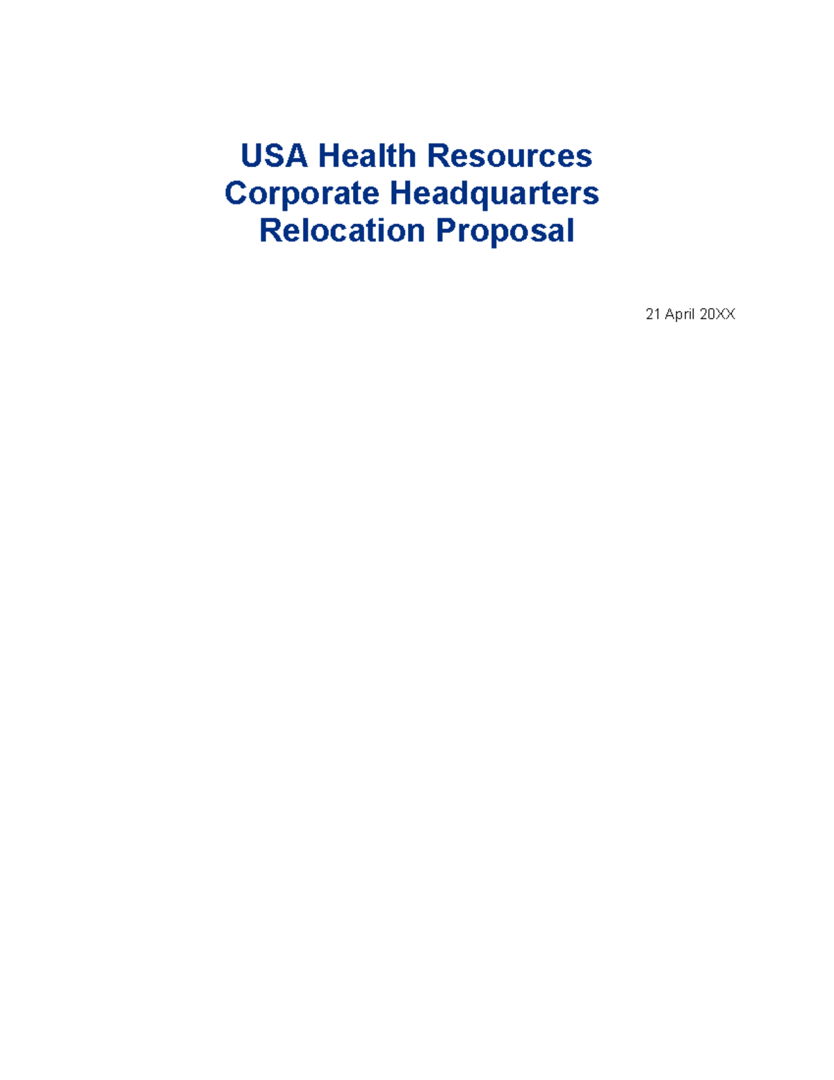 Draft 3 Proposal IDK - USA Health Resources Corporate Headquarters ...