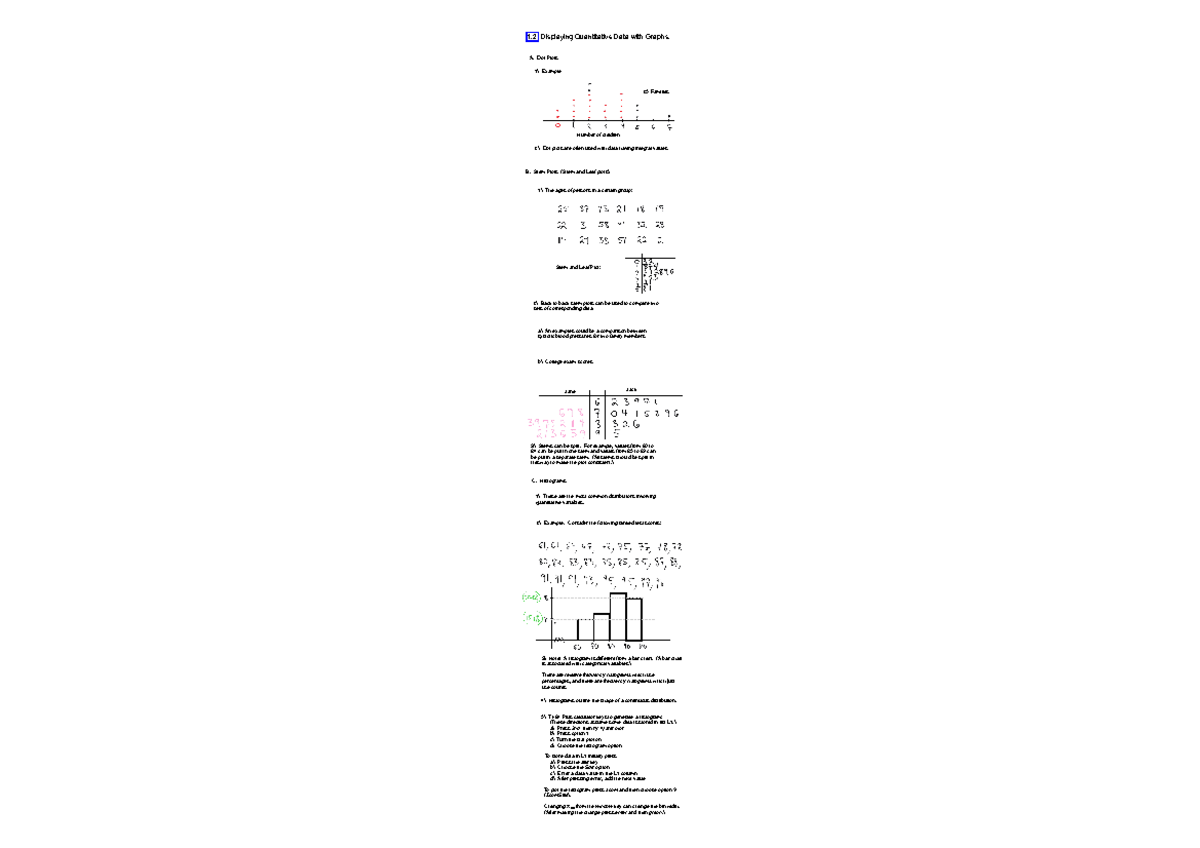 Section 1-2 Describing Quantitative Data with Graphs - 1 Displaying ...